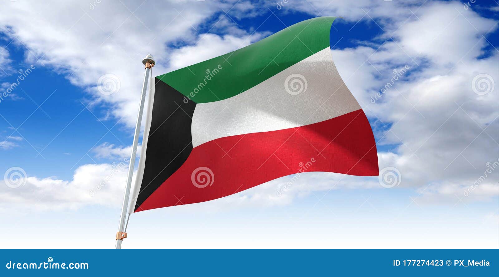 Kuwait - Waving Flag - 3D Illustration Stock Illustration ...