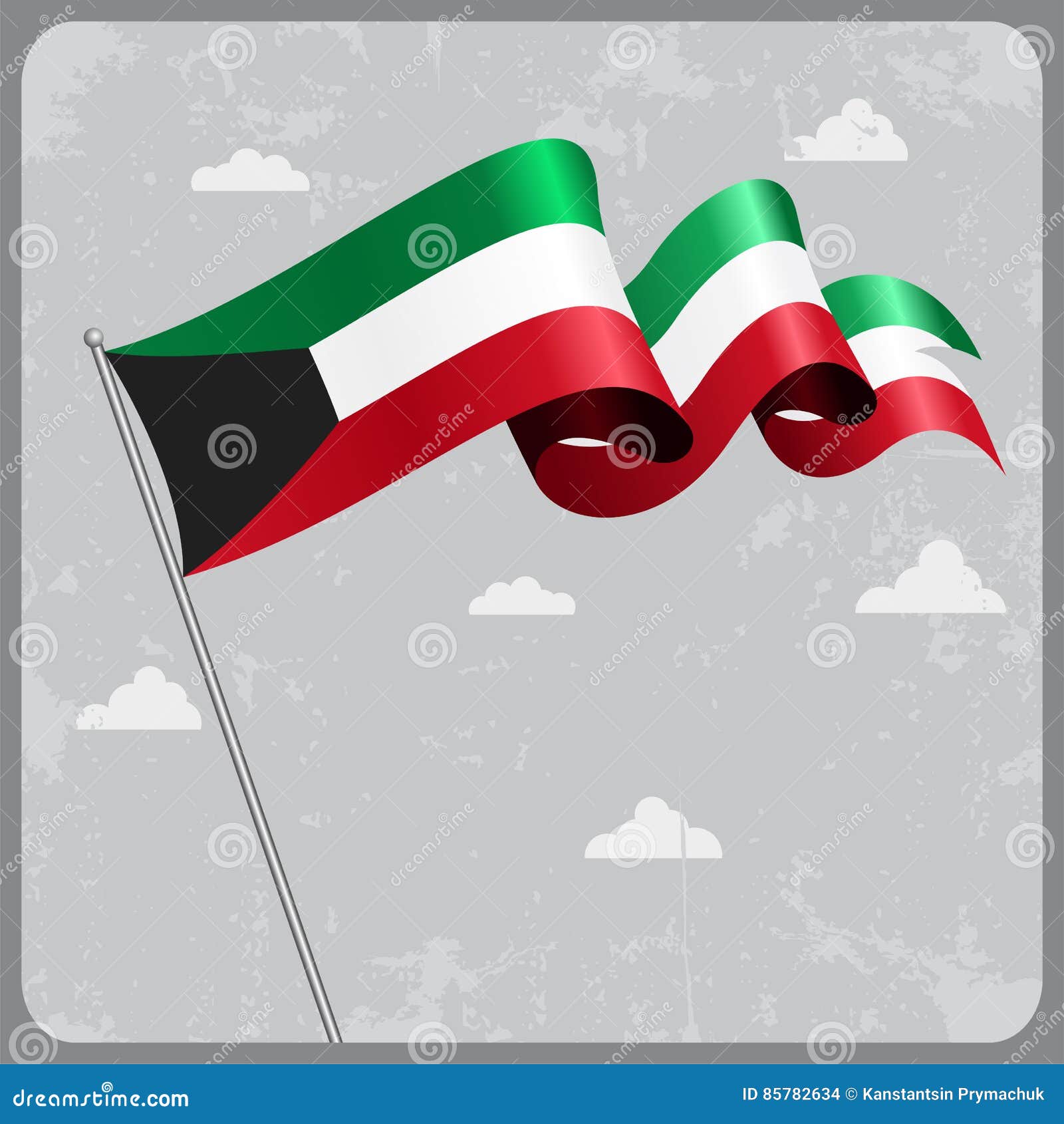 Kuwait Wavy Flag. Vector Illustration. Stock Vector - Illustration of ...
