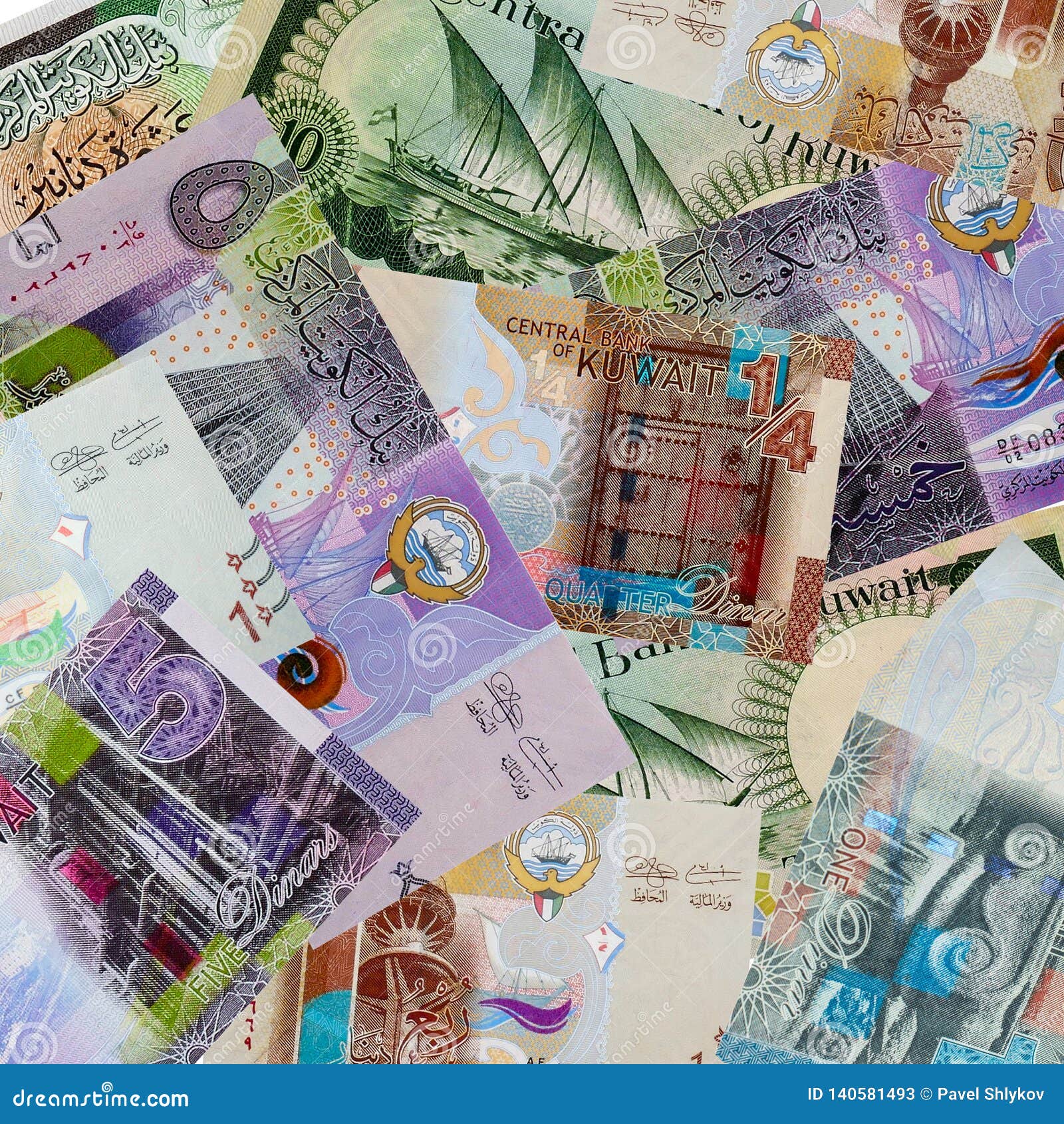 Kuwaiti Dinar Banknotes Background. Stock Image - Image of background ...