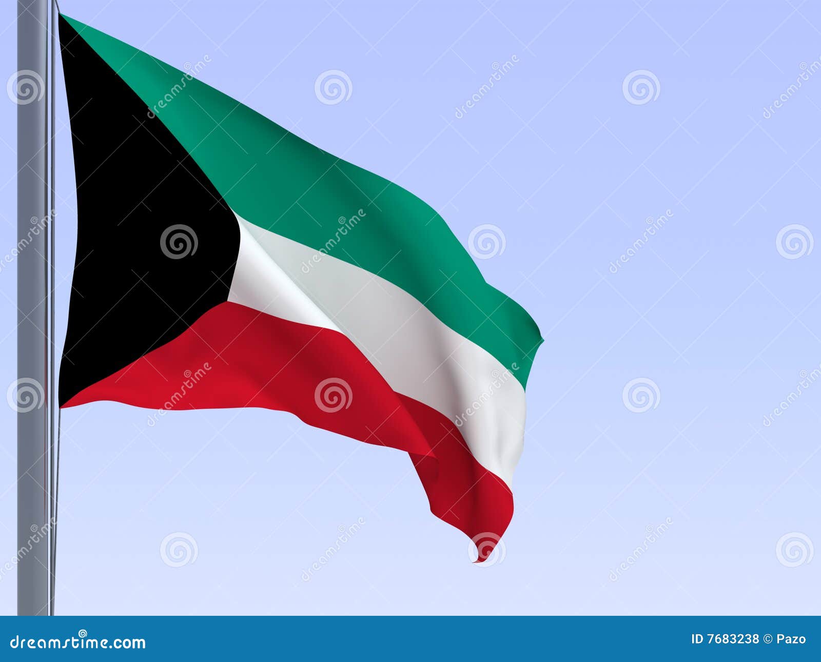 Kuwaiti flag stock illustration. Illustration of background - 7683238
