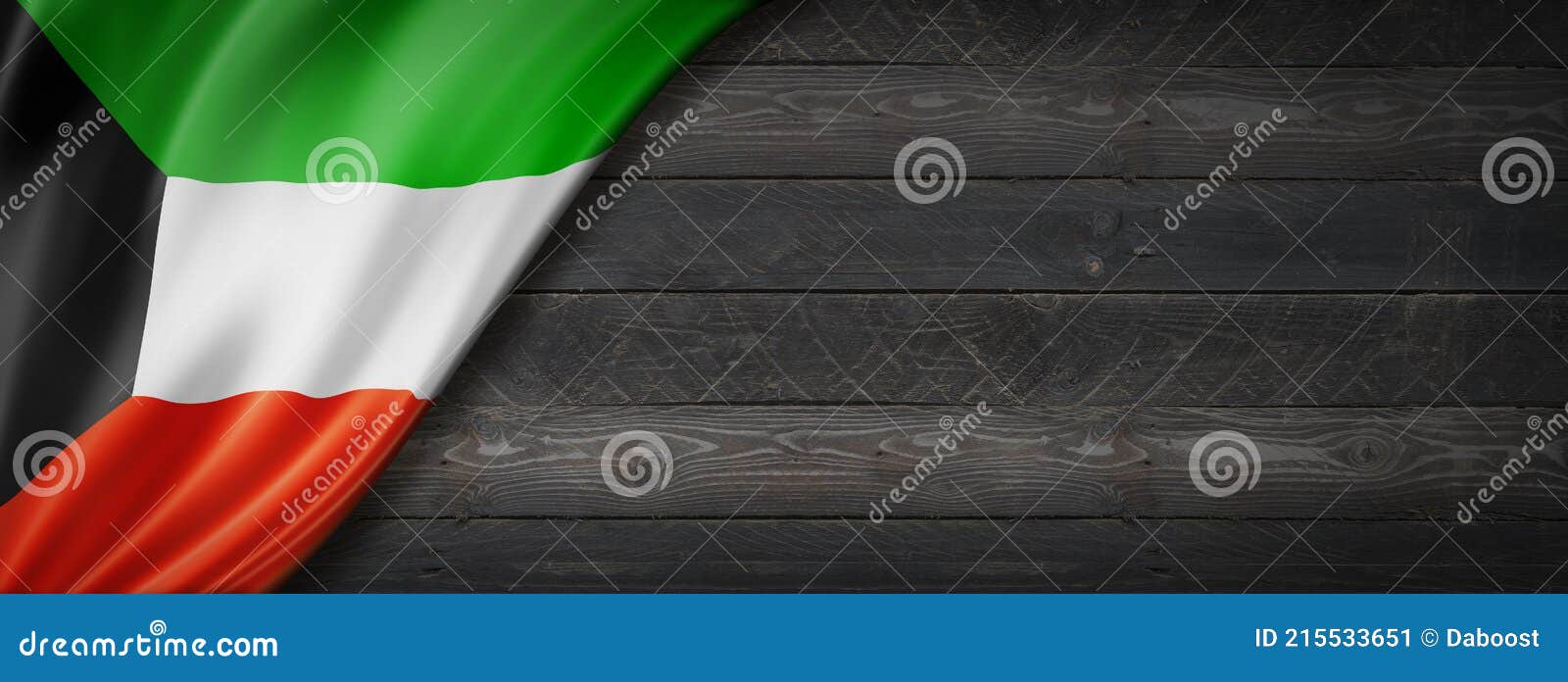 Kuwaiti Flag on Black Wood Wall Banner Stock Image - Image of textile ...