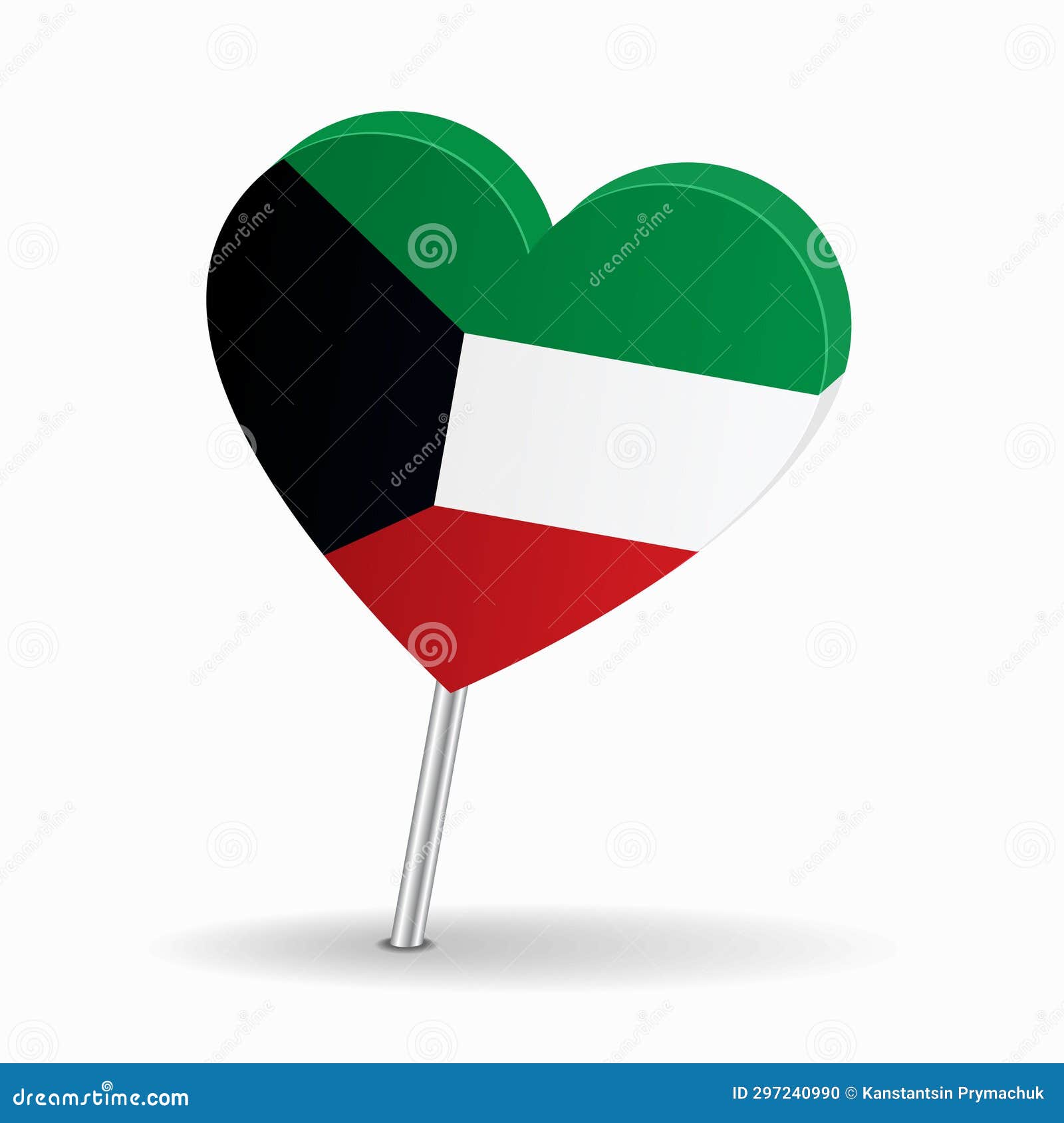 Kuwaiti Flag. Isolated Realistic Wave Flag Of Kuwait Country On ...