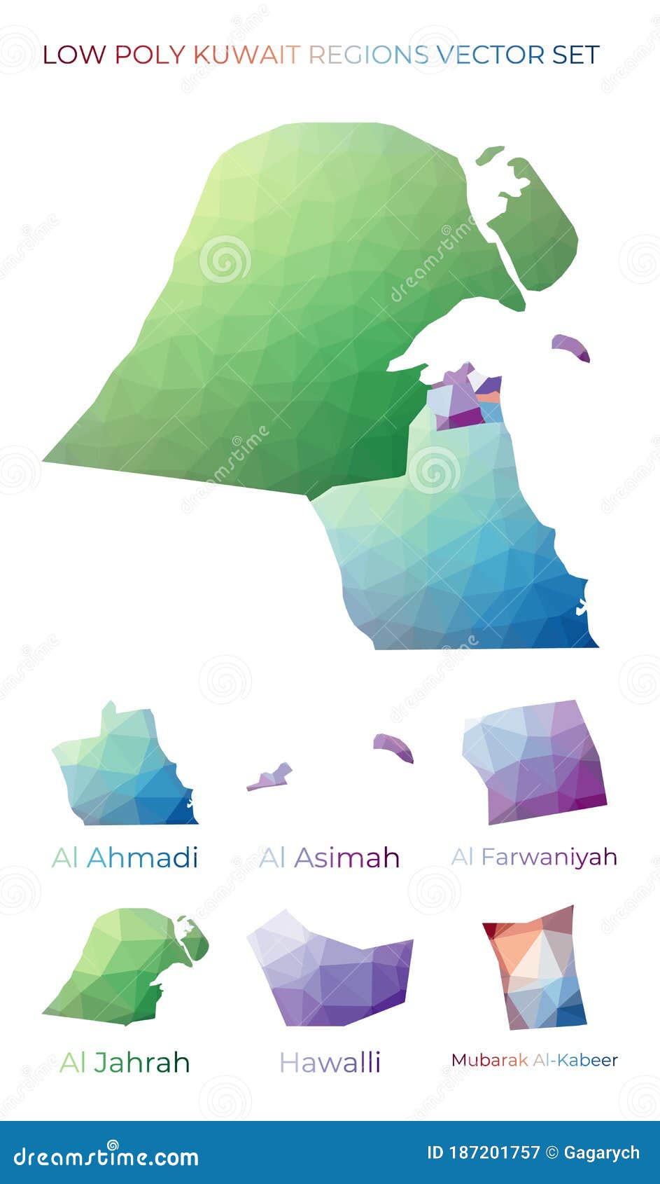 Kuwaiti Low Poly Regions. Cartoon Vector | CartoonDealer.com #187201757