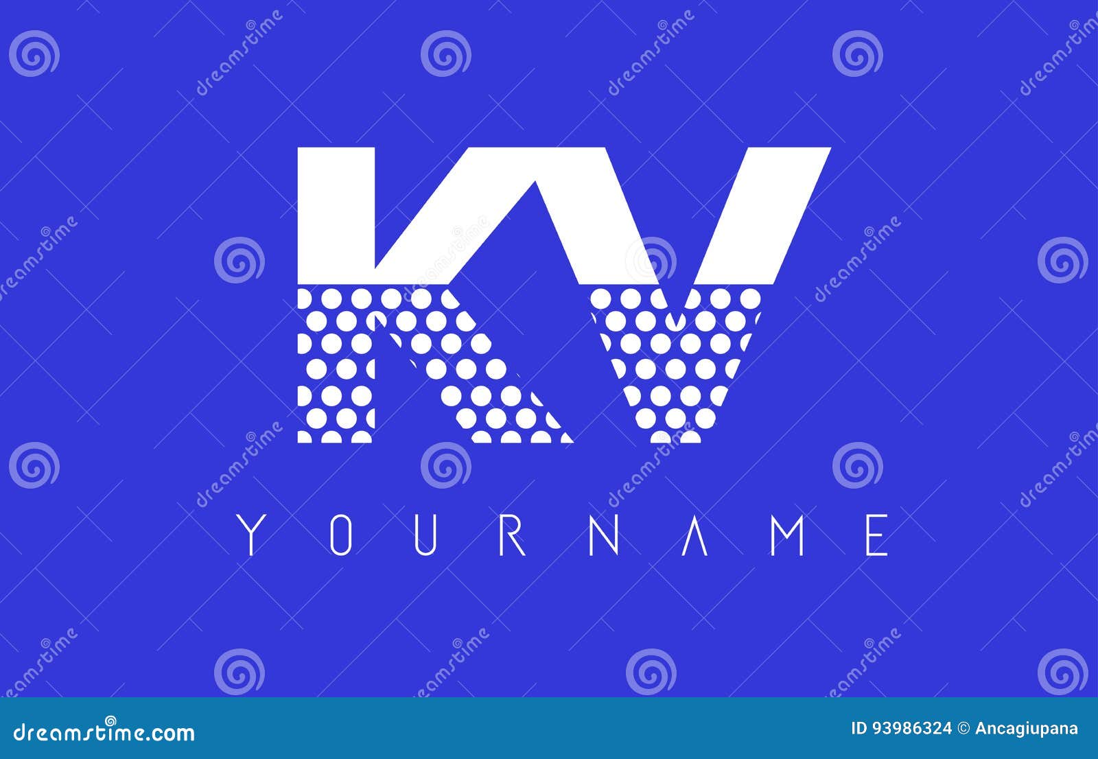 KV K V Dotted Letter Logo Design with Blue Background. Stock Vector ...