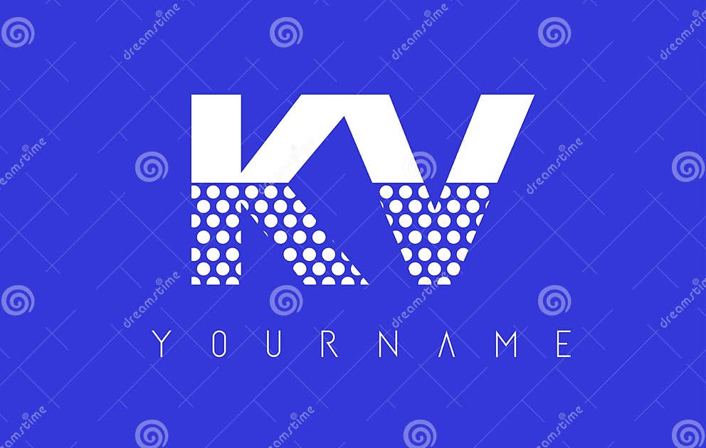 KV K V Dotted Letter Logo Design with Blue Background. Stock Vector ...