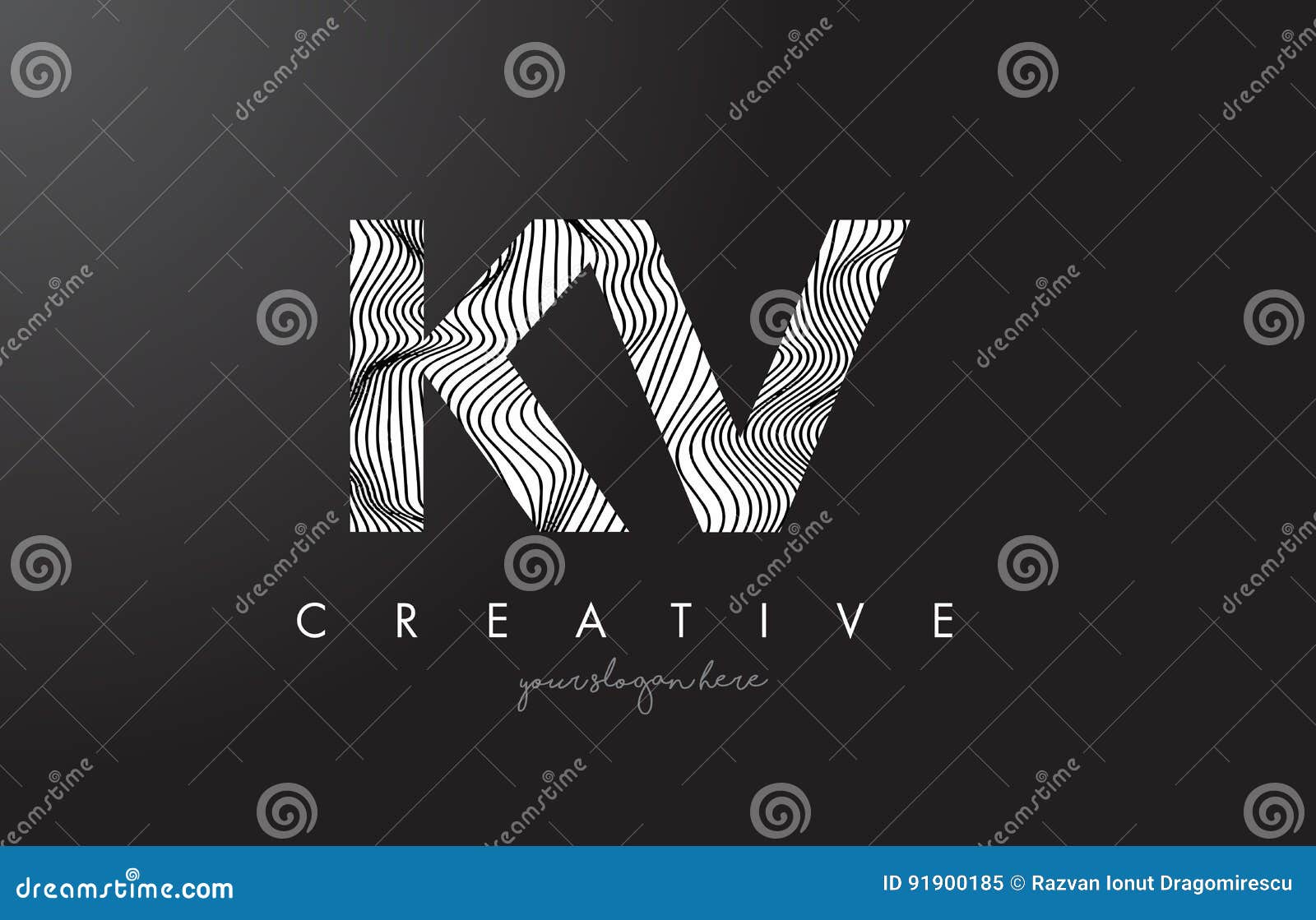 KV K V Letter Logo with Zebra Lines Texture Design Vector. Stock Vector ...