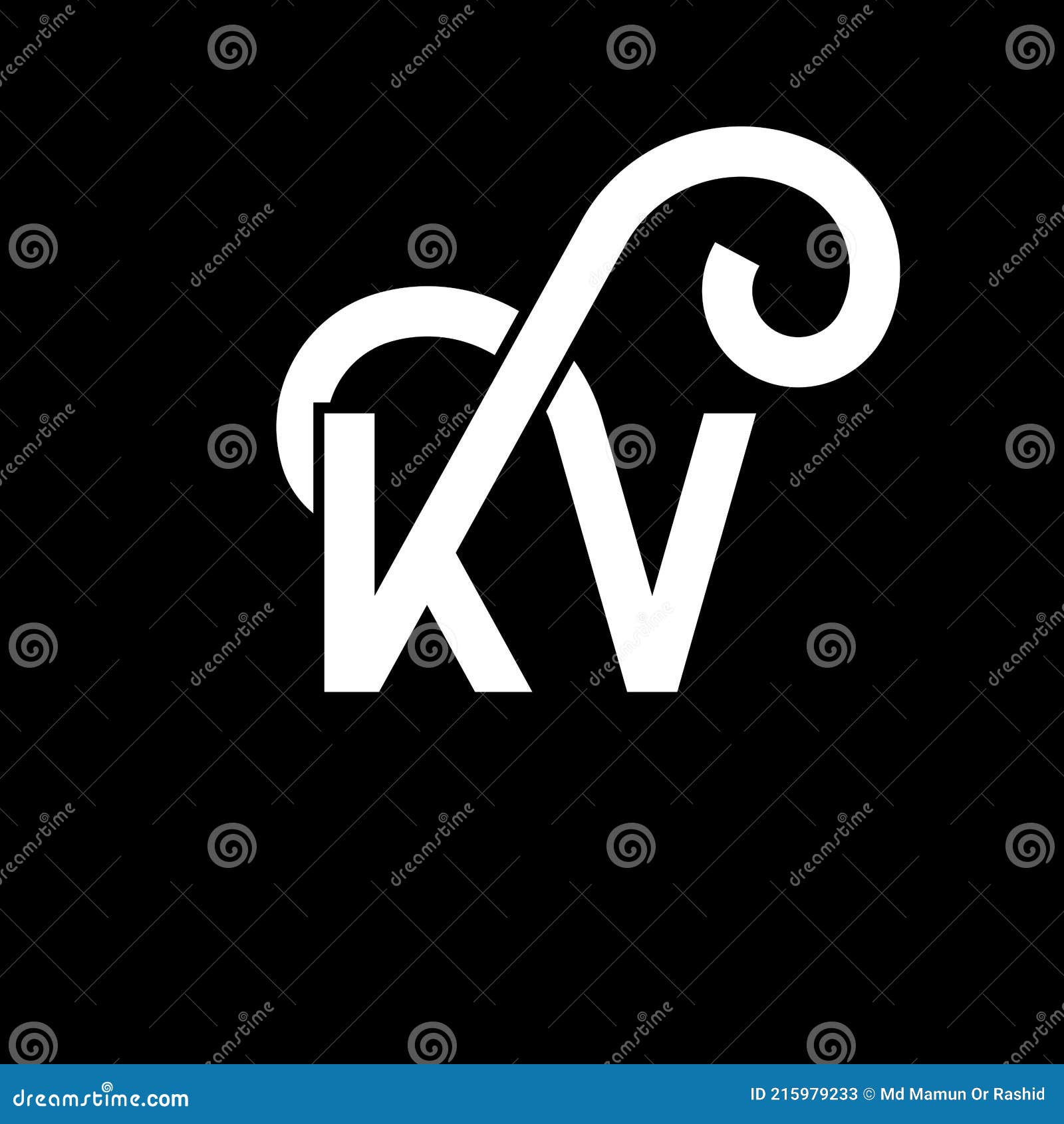 KV Letter Logo Design on Black Background. KV Creative Initials Letter ...