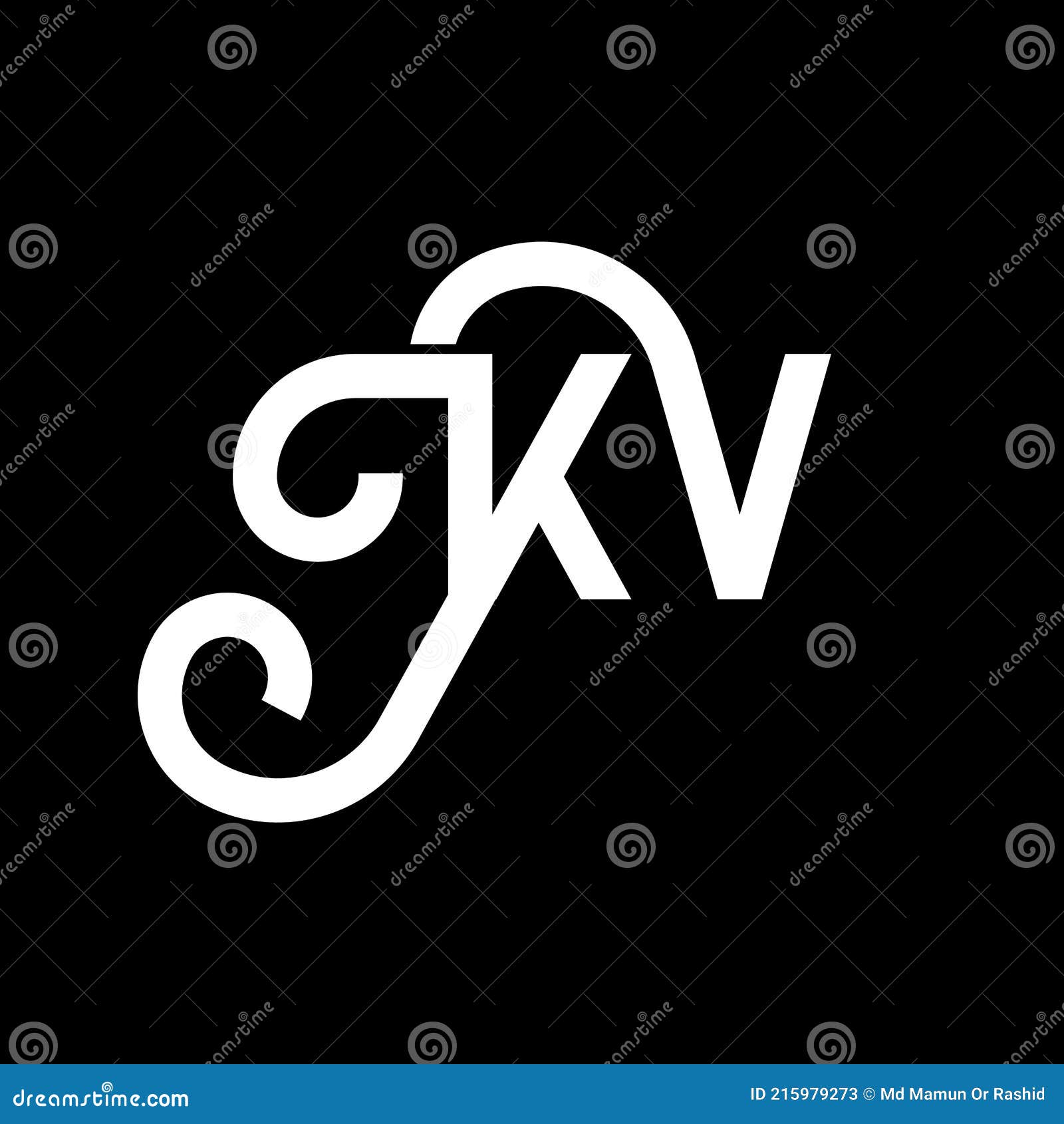 KV Letter Logo Design on Black Background. KV Creative Initials Letter ...