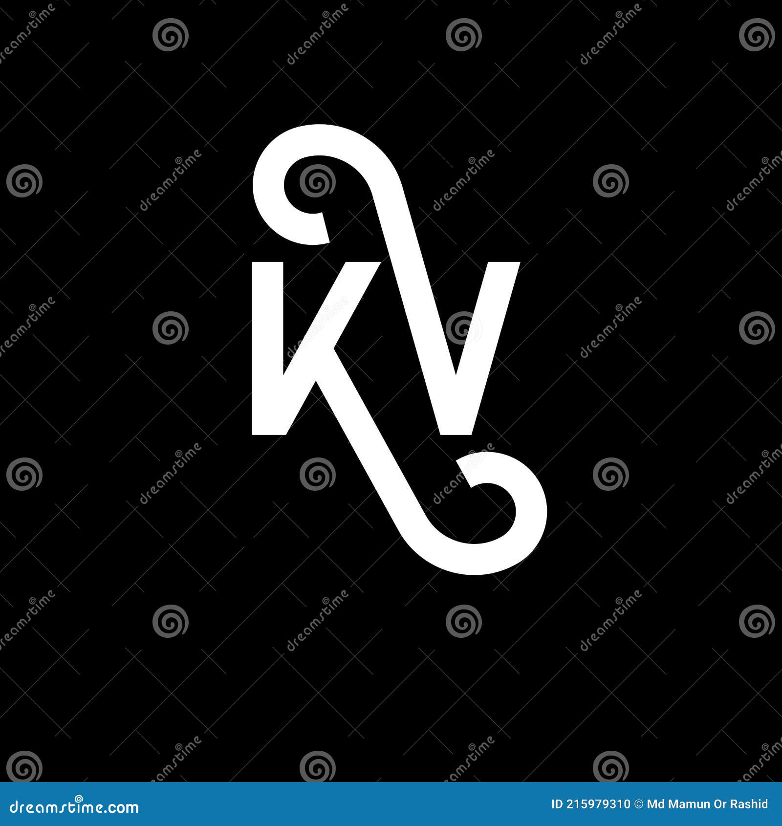 KV Letter Logo Design on Black Background. KV Creative Initials Letter ...