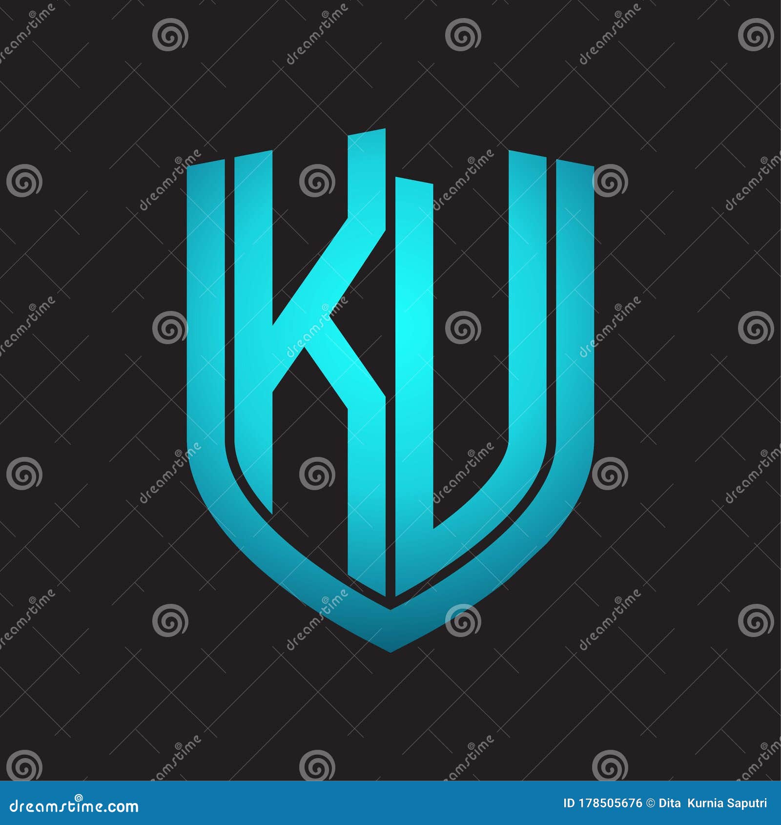 KV Logo Monogram with Emblem Shield Design Isolated with Blue Colors on ...