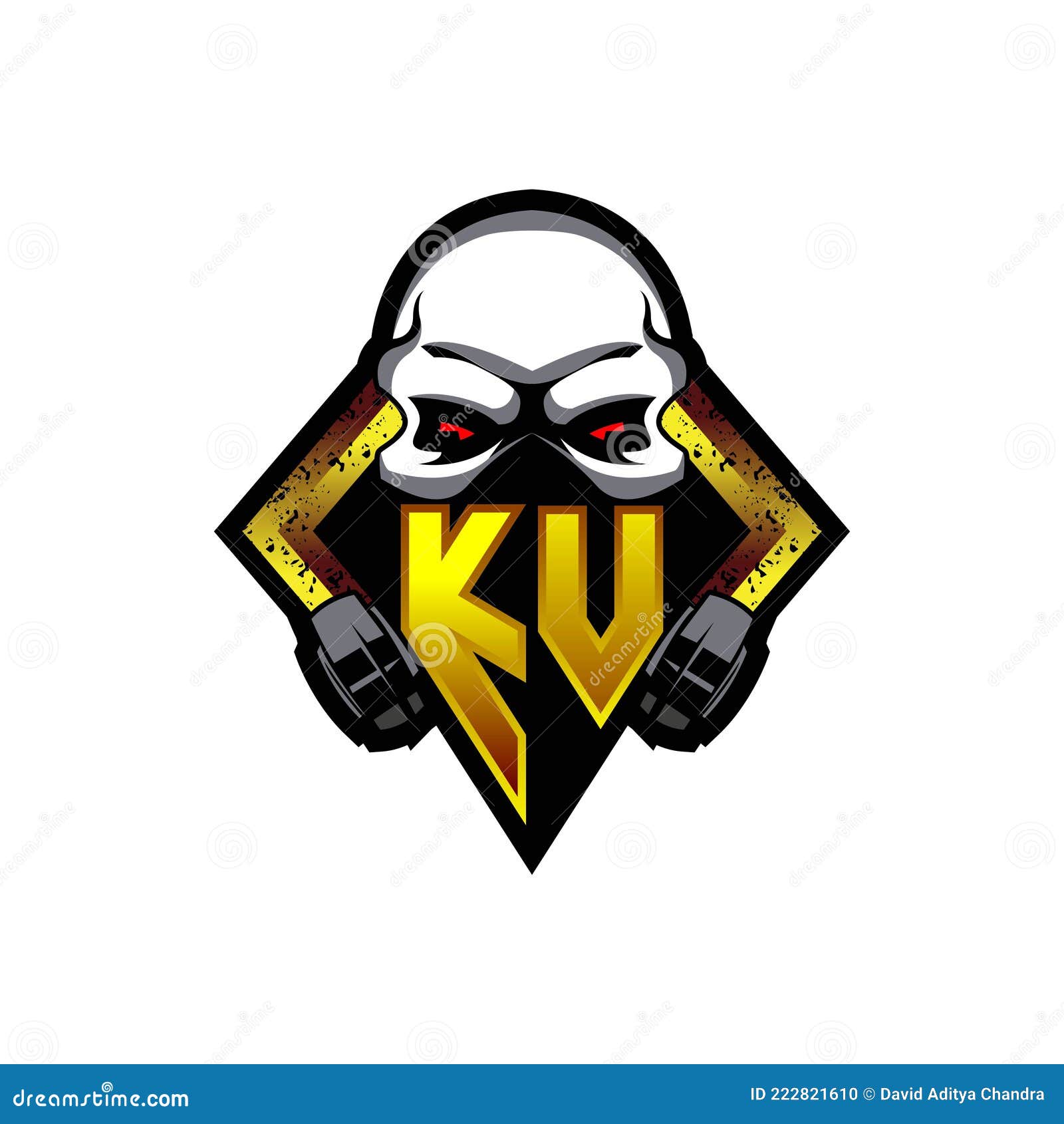 KV Logo Monogram with Skull Shape Designs Template Stock Vector ...