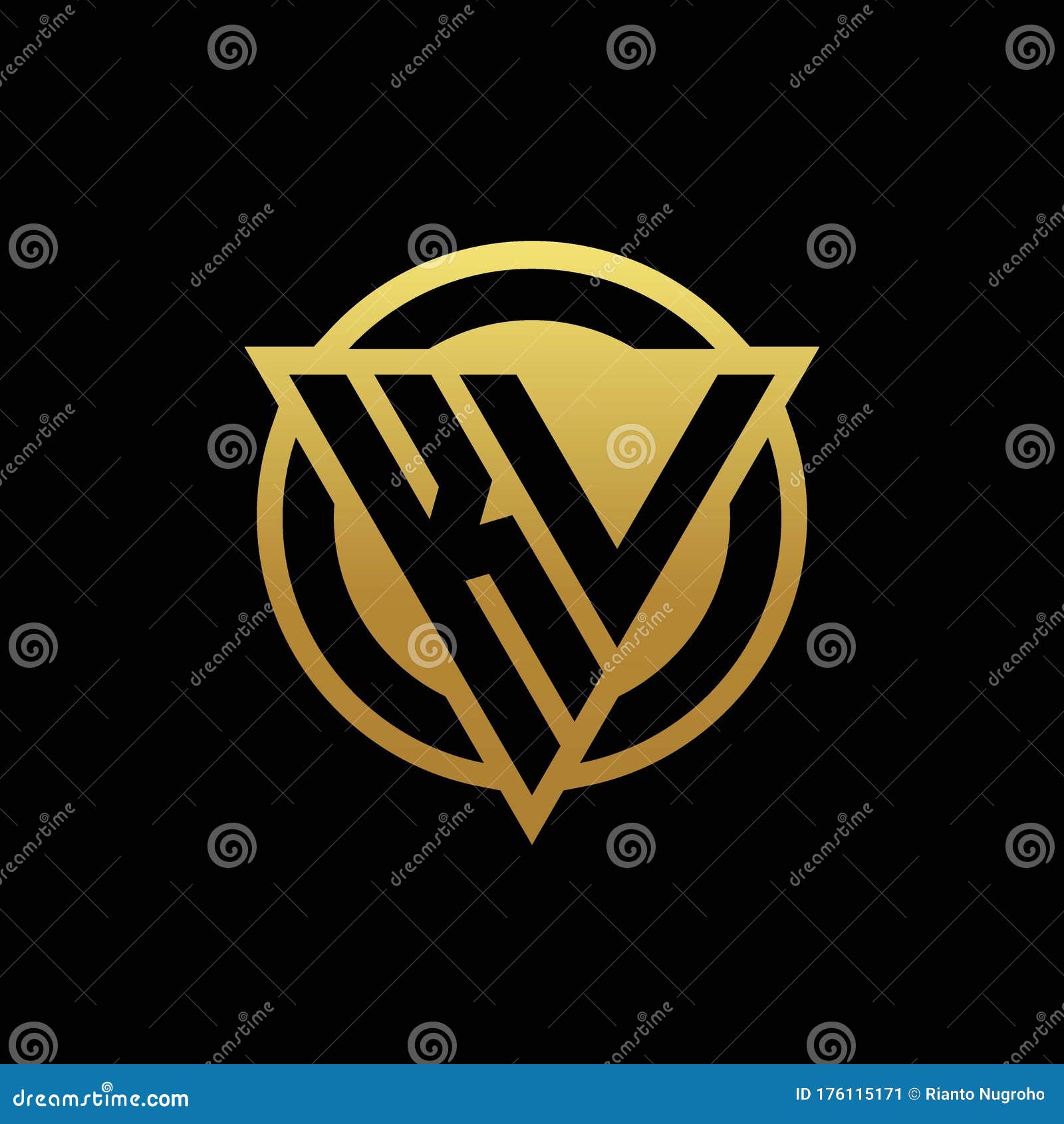 KV Logo Monogram with Triangle Shape and Circle Rounded Isolated on ...