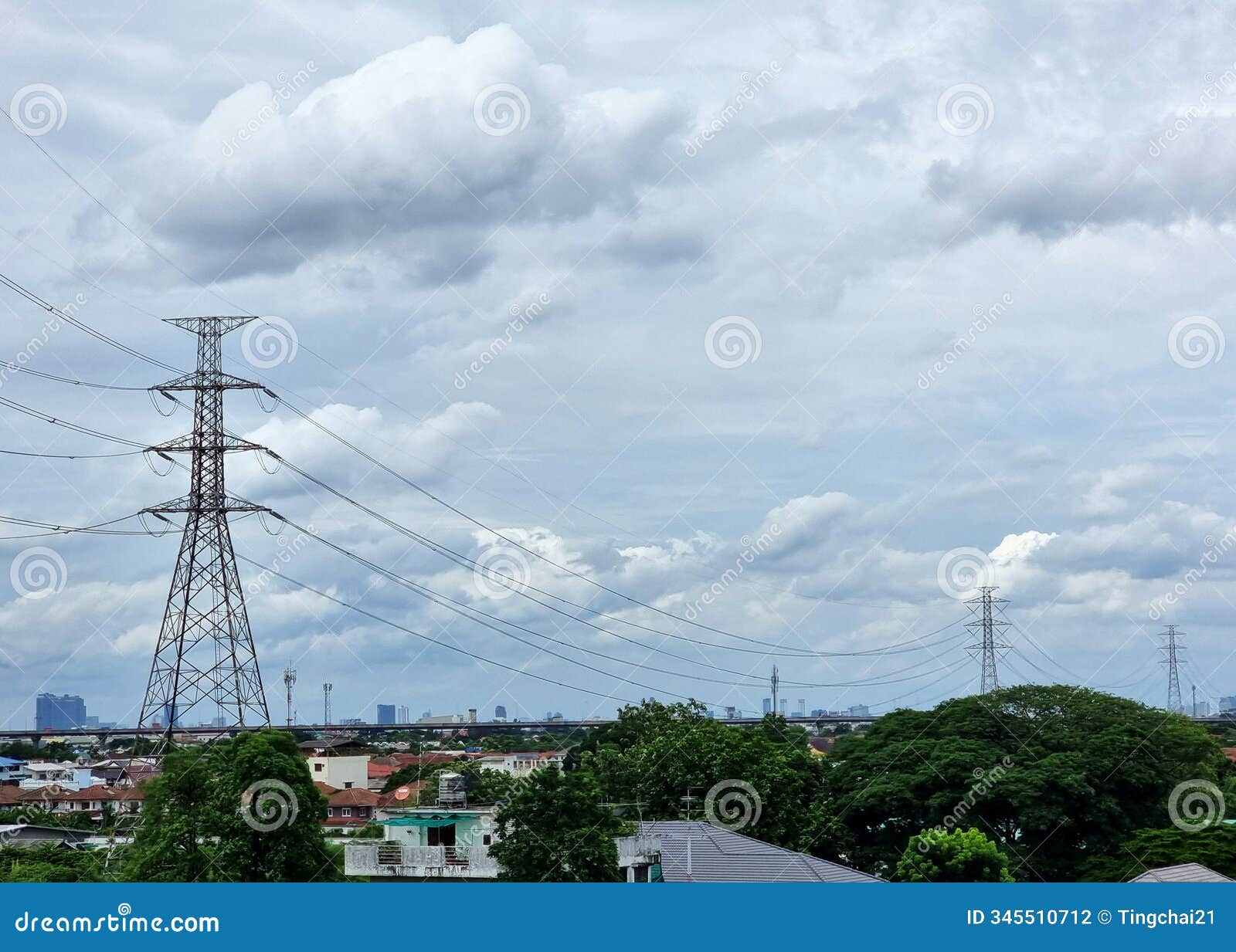 The 115kV Transmission Line Tower System Network in the City Stock ...