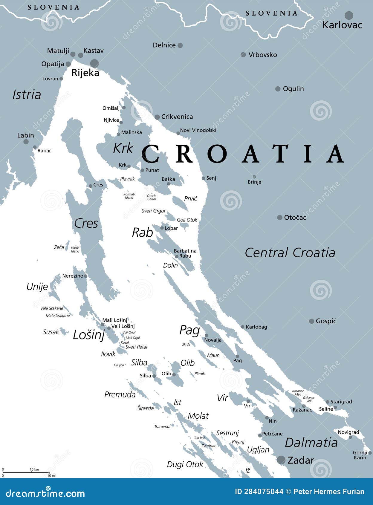 Unije Island Republic Of Croatia, Adriatic Sea Map Vector Illustration ...