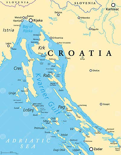 Kvarner Gulf, Part of Internal Waters of Croatia, Political Map Stock ...