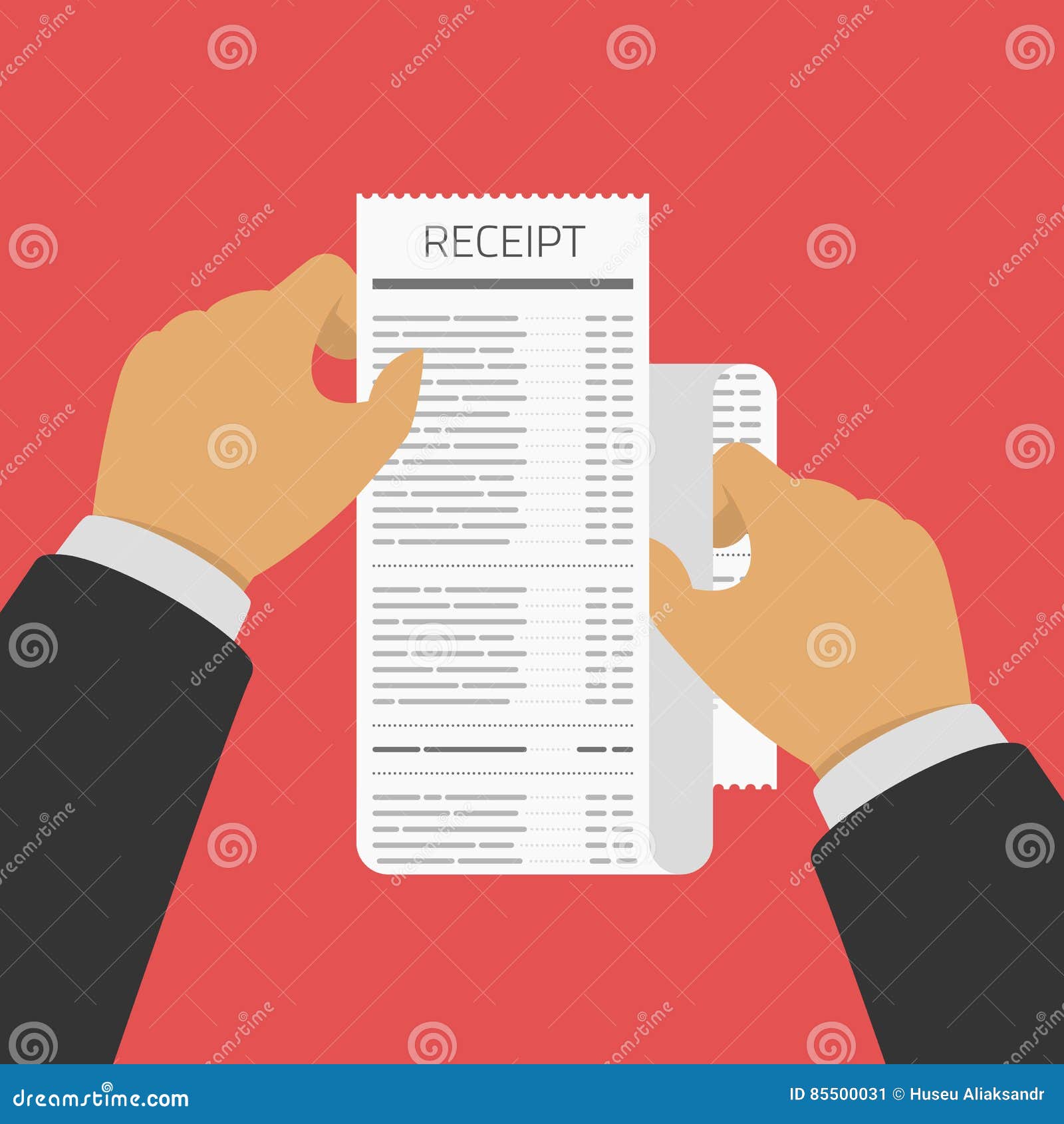 Kvitto i hand vektor illustrationer. Illustration av tecknad - 85500031