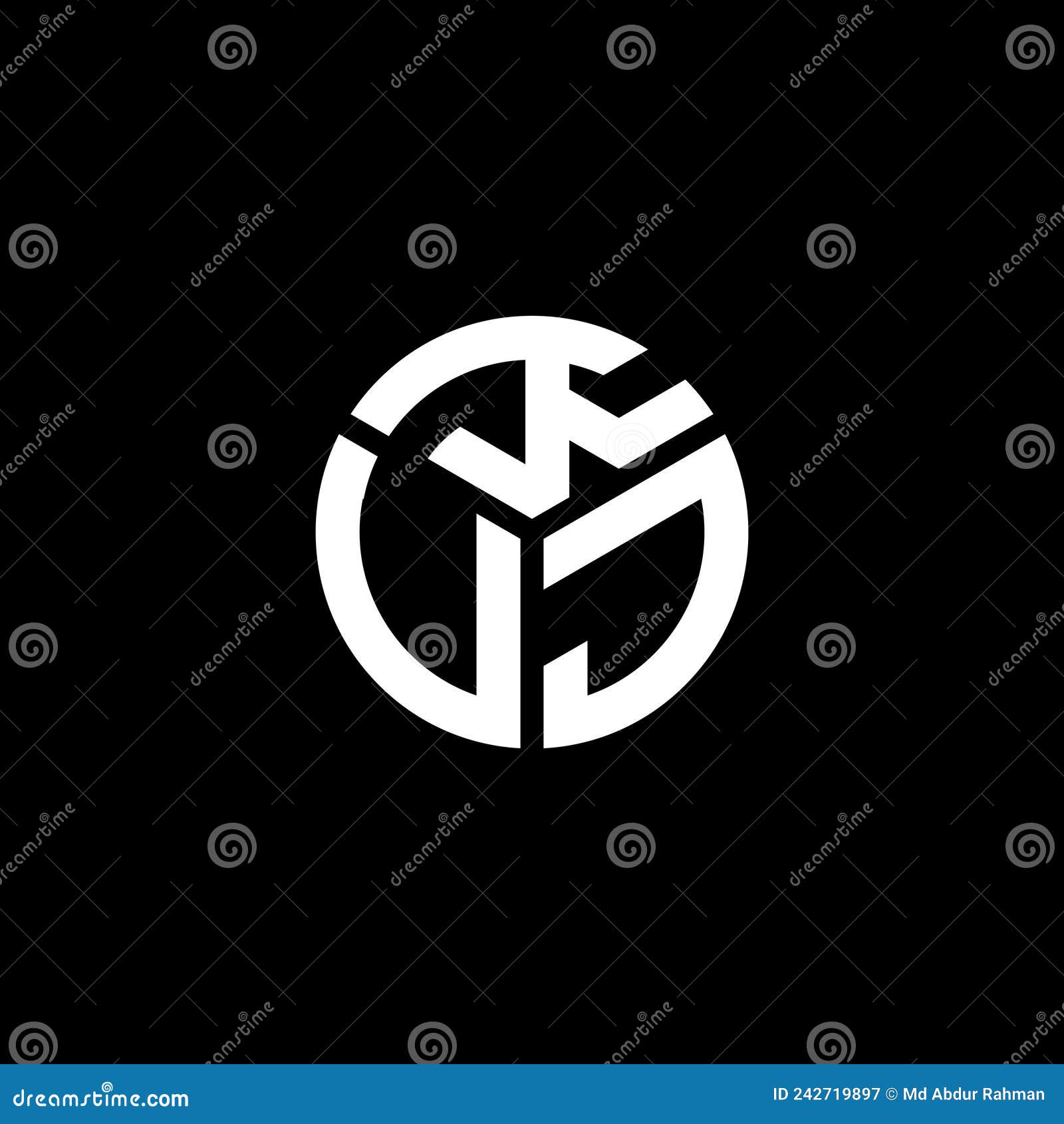 KVJ Letter Logo Design on Black Background. KVJ Creative Initials ...