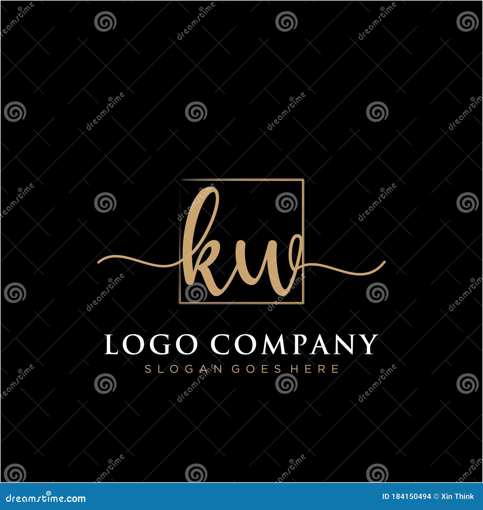 KW Initial Handwriting Logo with Rectangle Template Vector Stock Vector ...