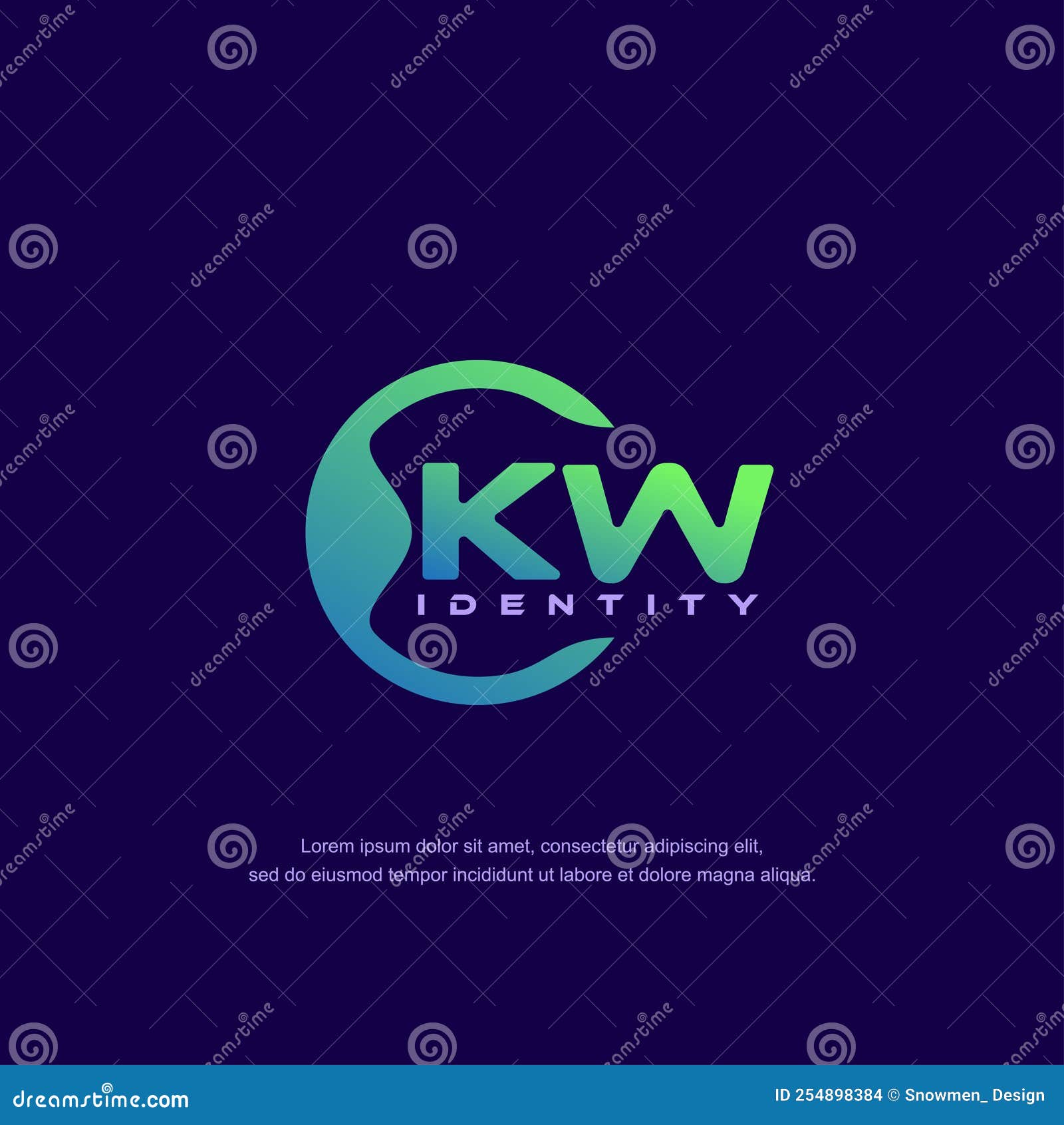KW Initial Letter Circular Line Logo Template Vector with Gradient ...