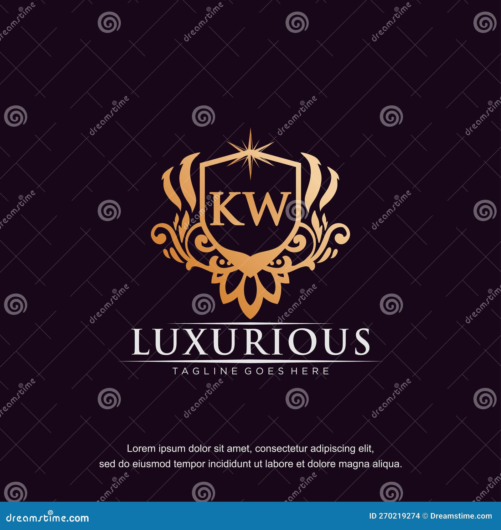 KW Initial Letter Luxury Ornament Gold Monogram Logo Template Vector ...