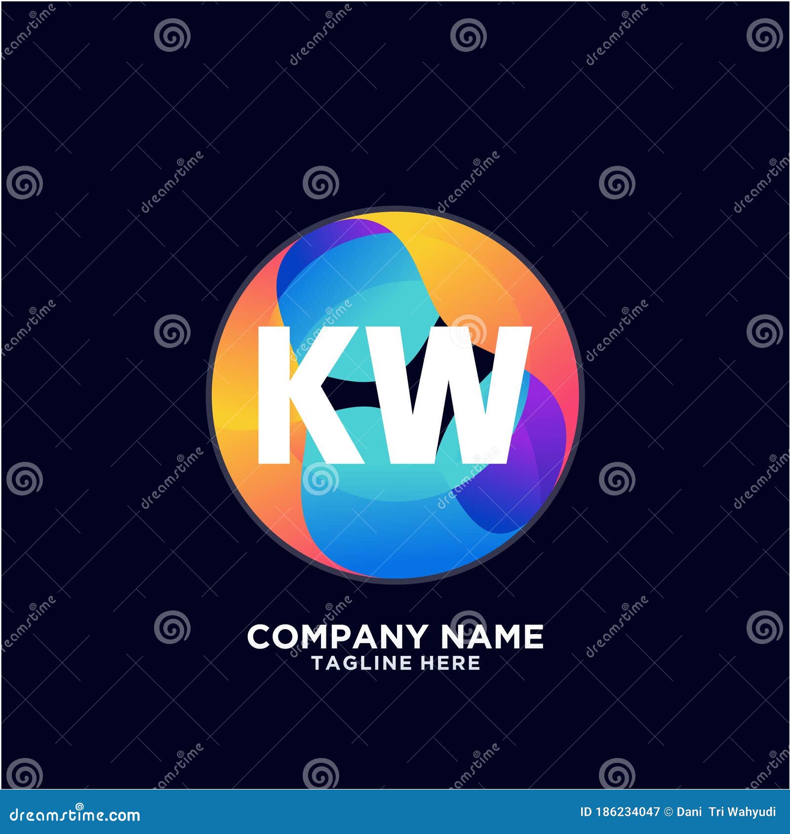 KW Initial Logo with Colorful Circle Template Vector Stock Vector ...