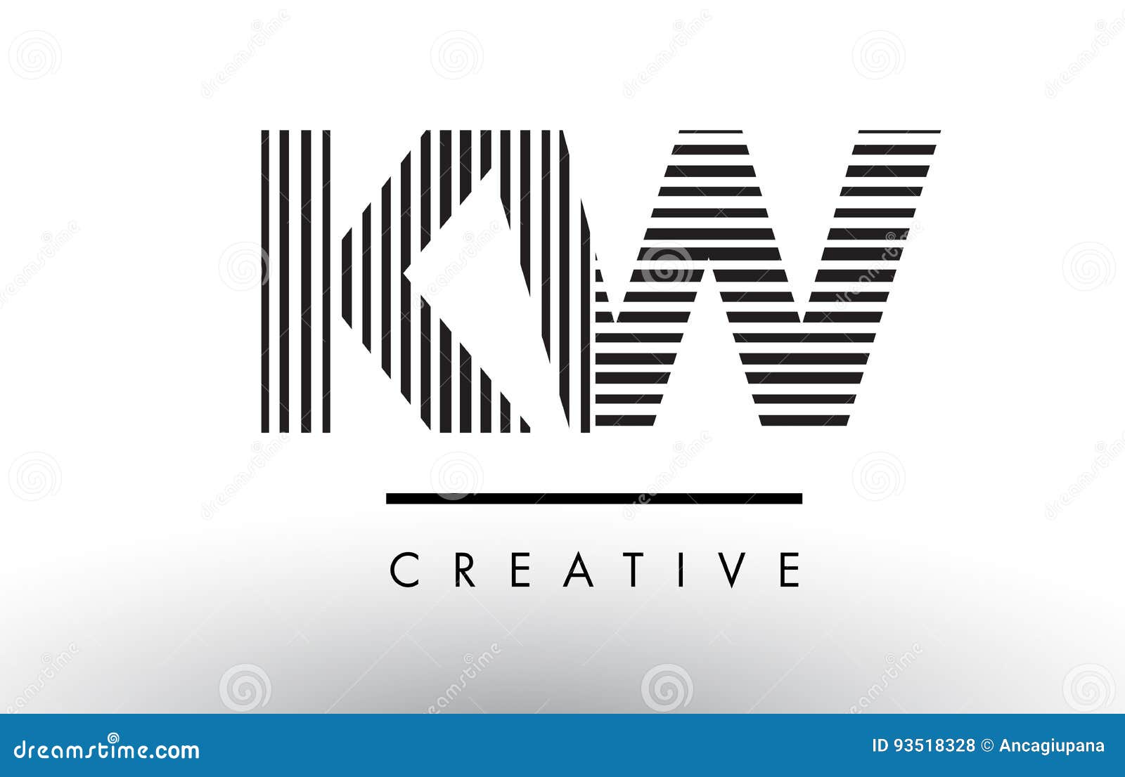 KW K W Black and White Lines Letter Logo Design. Stock Vector ...