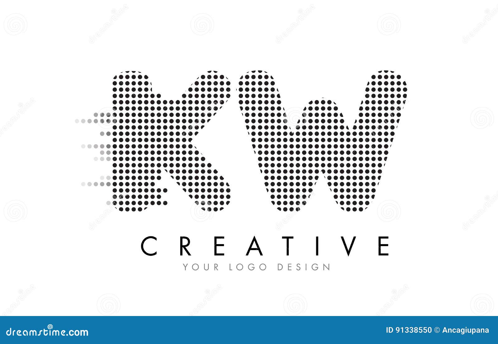 KW K W Letter Logo with Black Dots and Trails. Stock Vector ...