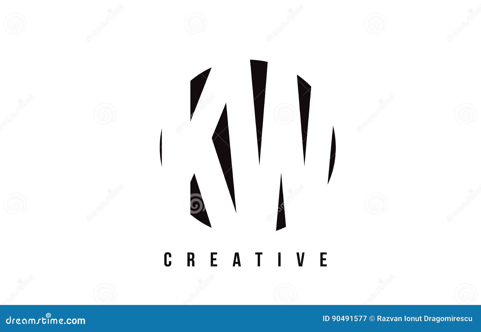 KW K W White Letter Logo Design with Circle Background. Stock Vector ...