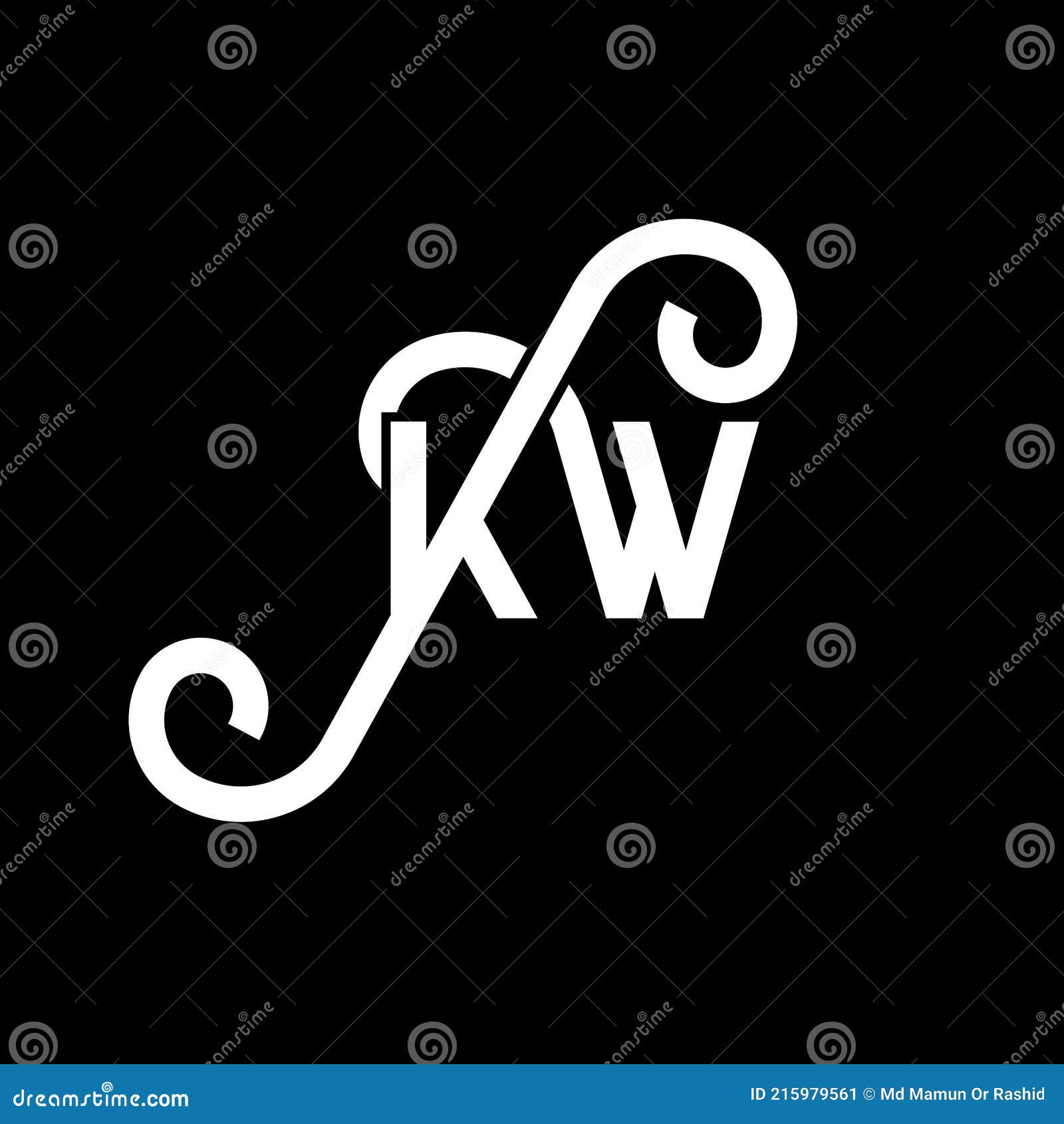 KW Letter Logo Design on Black Background. KW Creative Initials Letter ...