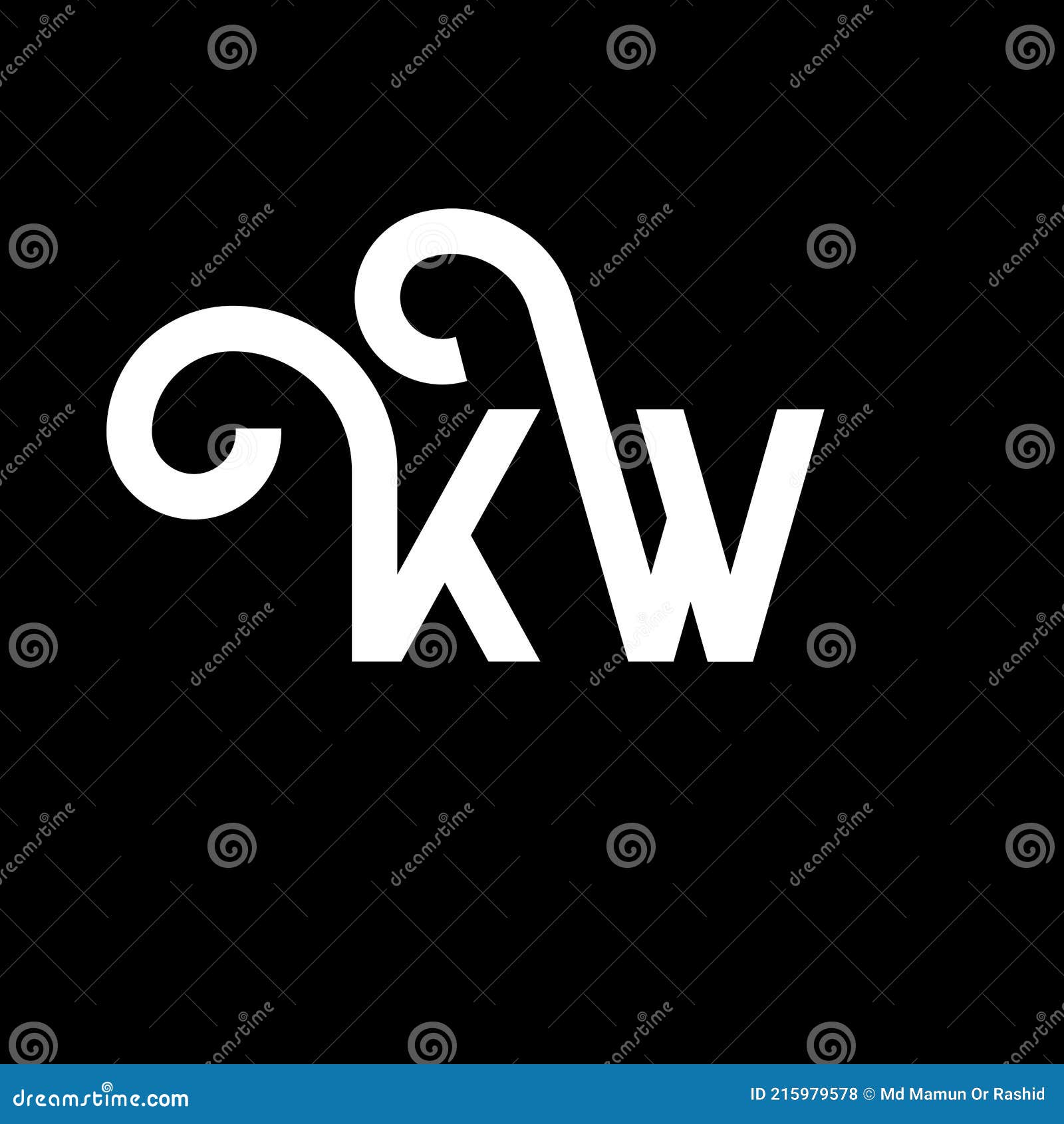 KW Letter Logo Design on Black Background. KW Creative Initials Letter ...