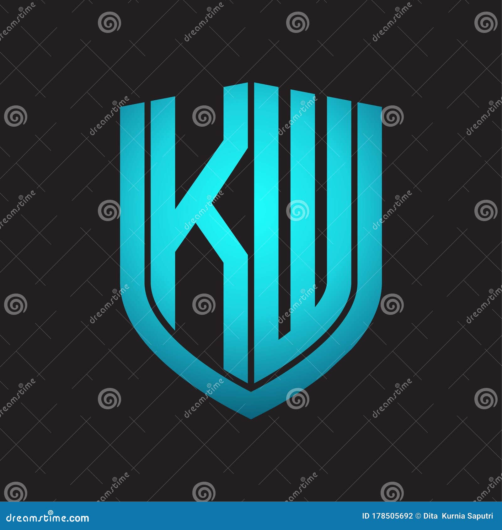 KW Logo Monogram with Emblem Shield Design Isolated with Blue Colors on ...