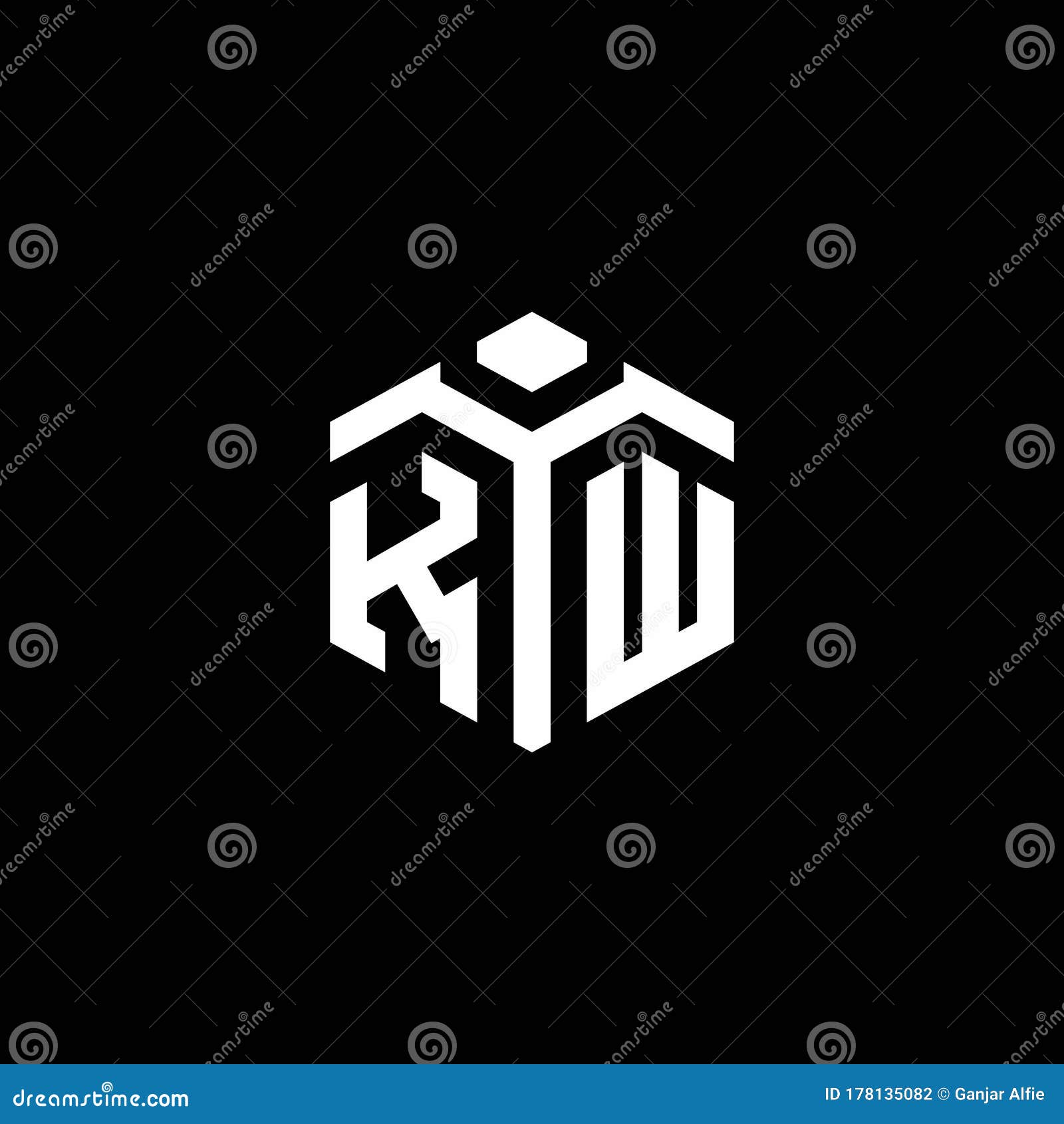 KW Monogram Logo with Abstract Hexagon Style Design Template Stock ...