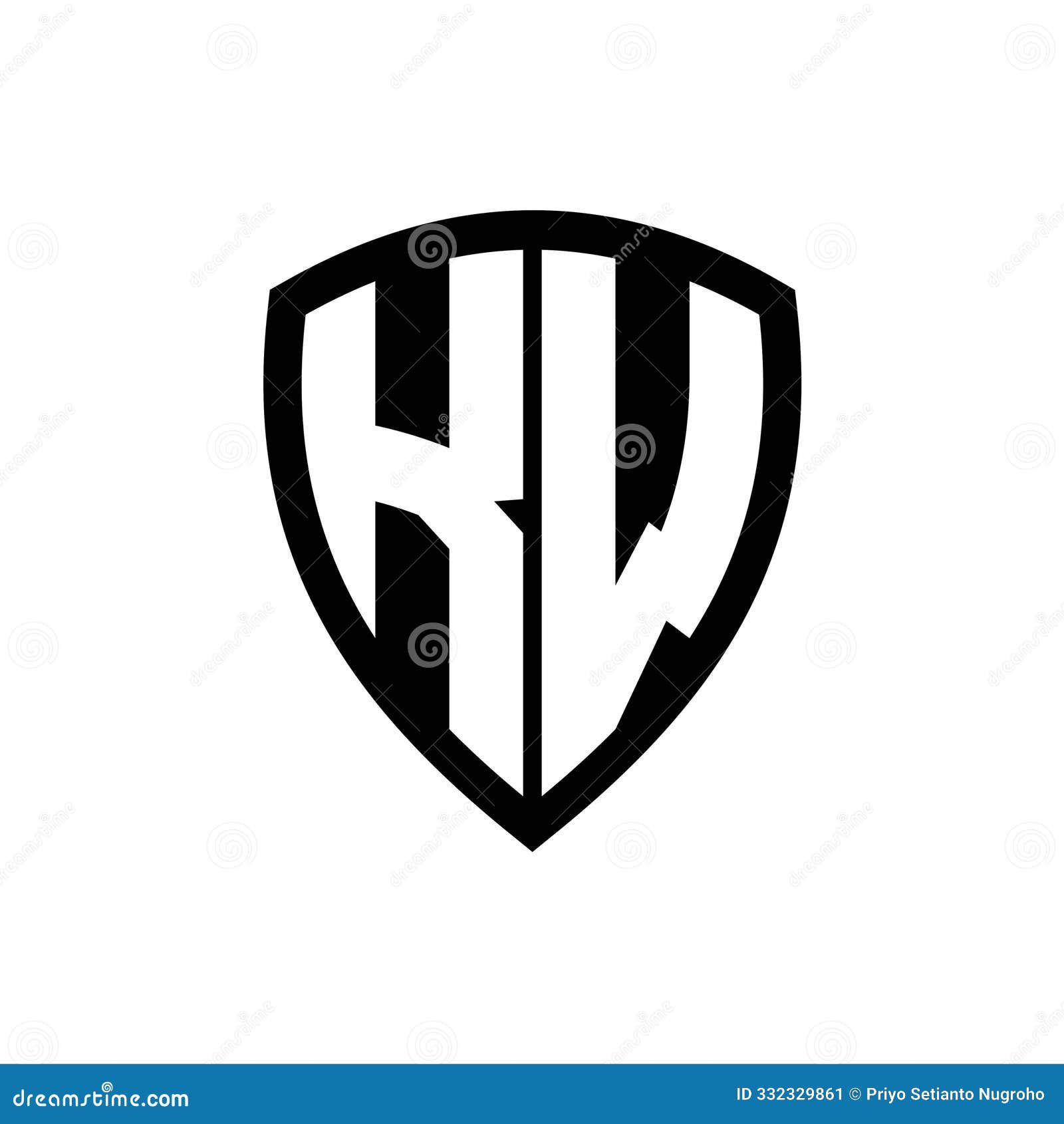 KW Monogram Logo with Bold Letters Shield Shape with Black and White ...