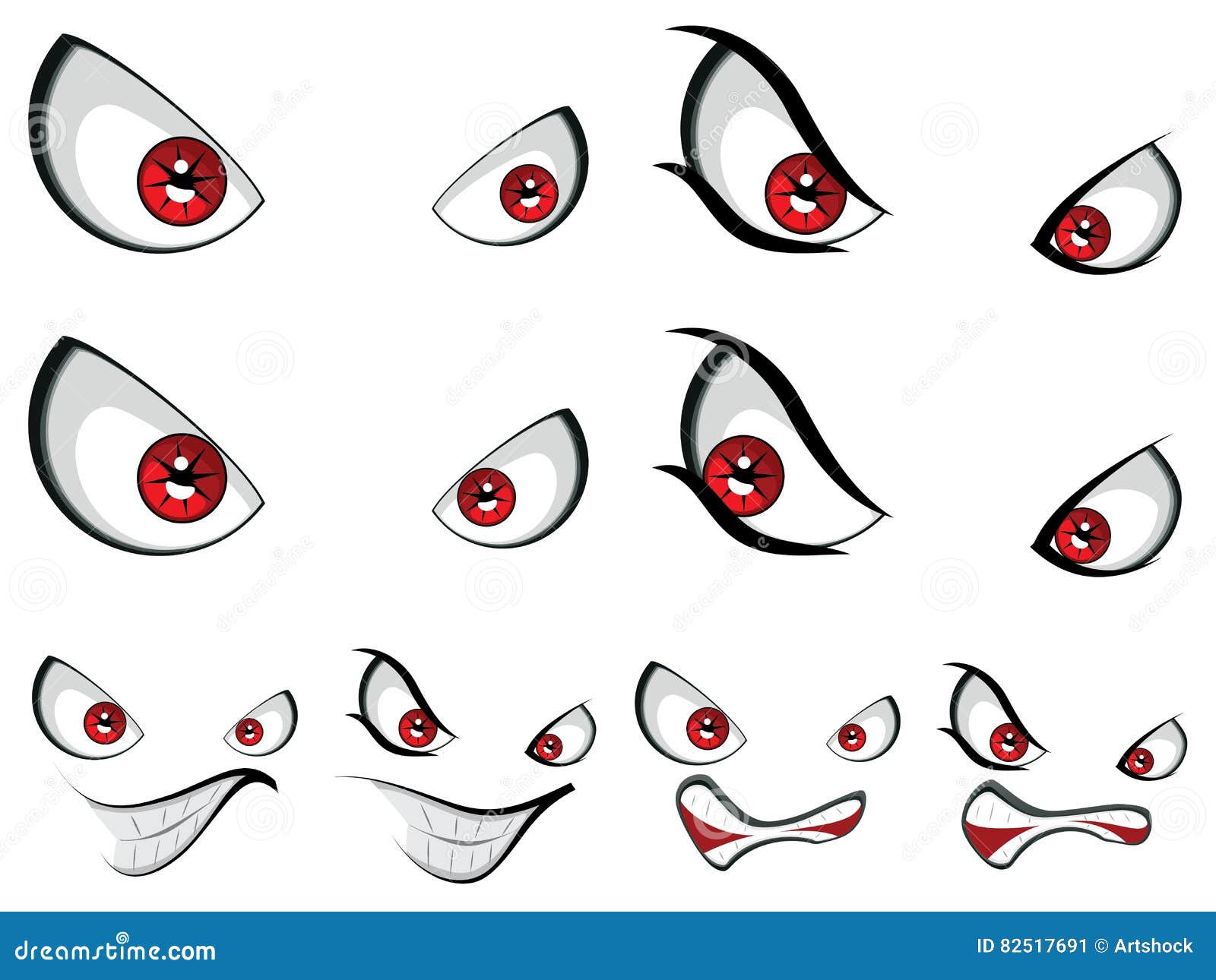 Kwaad Gezicht Met Rode Ogen Stock Illustratie - Illustration of ...