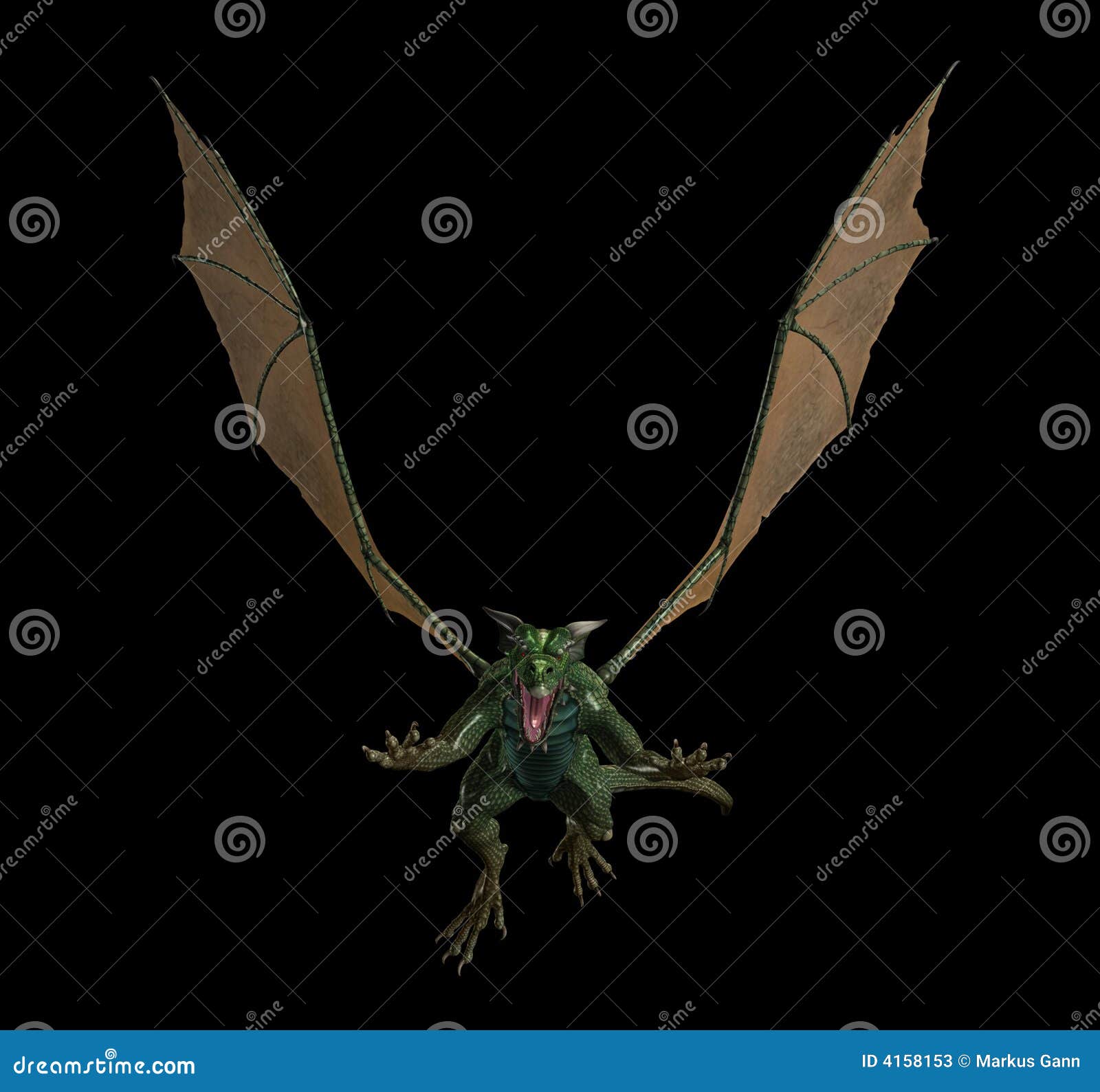 Kwade Groene Vliegende Draak Stock Illustratie - Illustration of dier ...