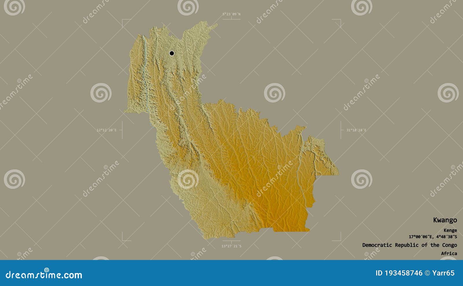 Kwango - Democratic Republic of the Congo. Bounding Box. Relief Stock ...