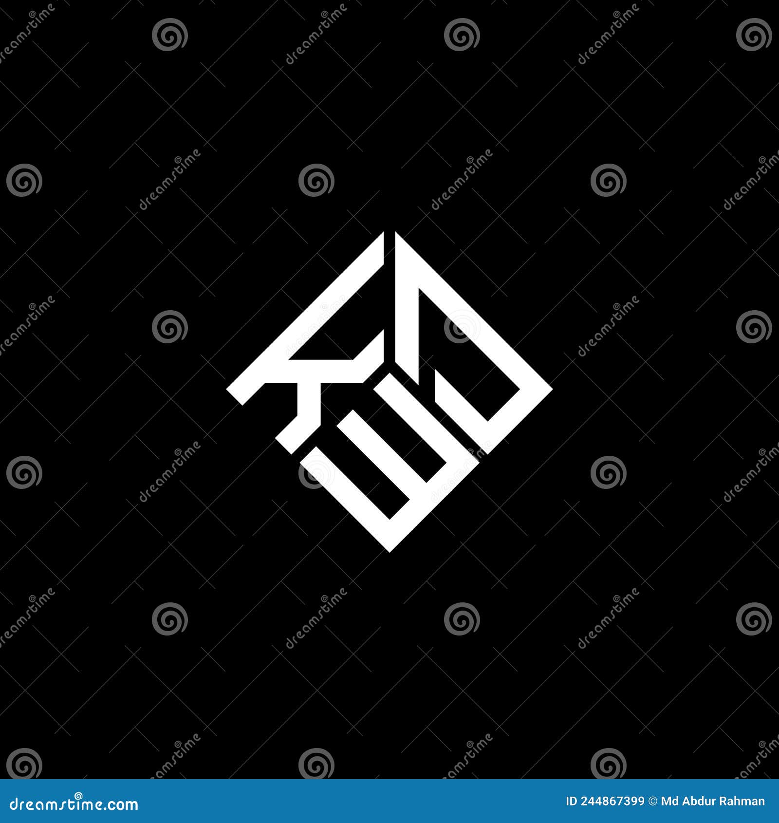 KWD Letter Logo Design on Black Background. KWD Creative Initials ...