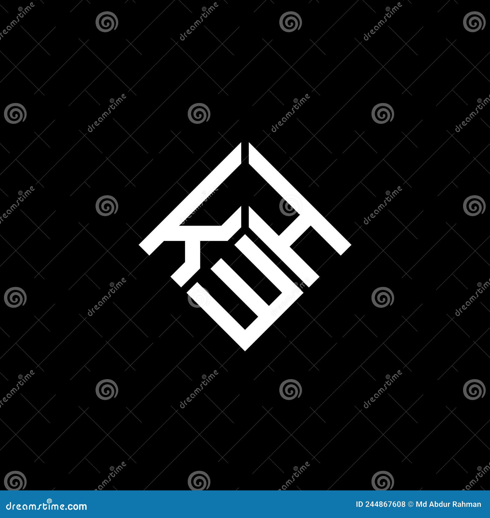 KWH Letter Logo Design on Black Background. KWH Creative Initials ...