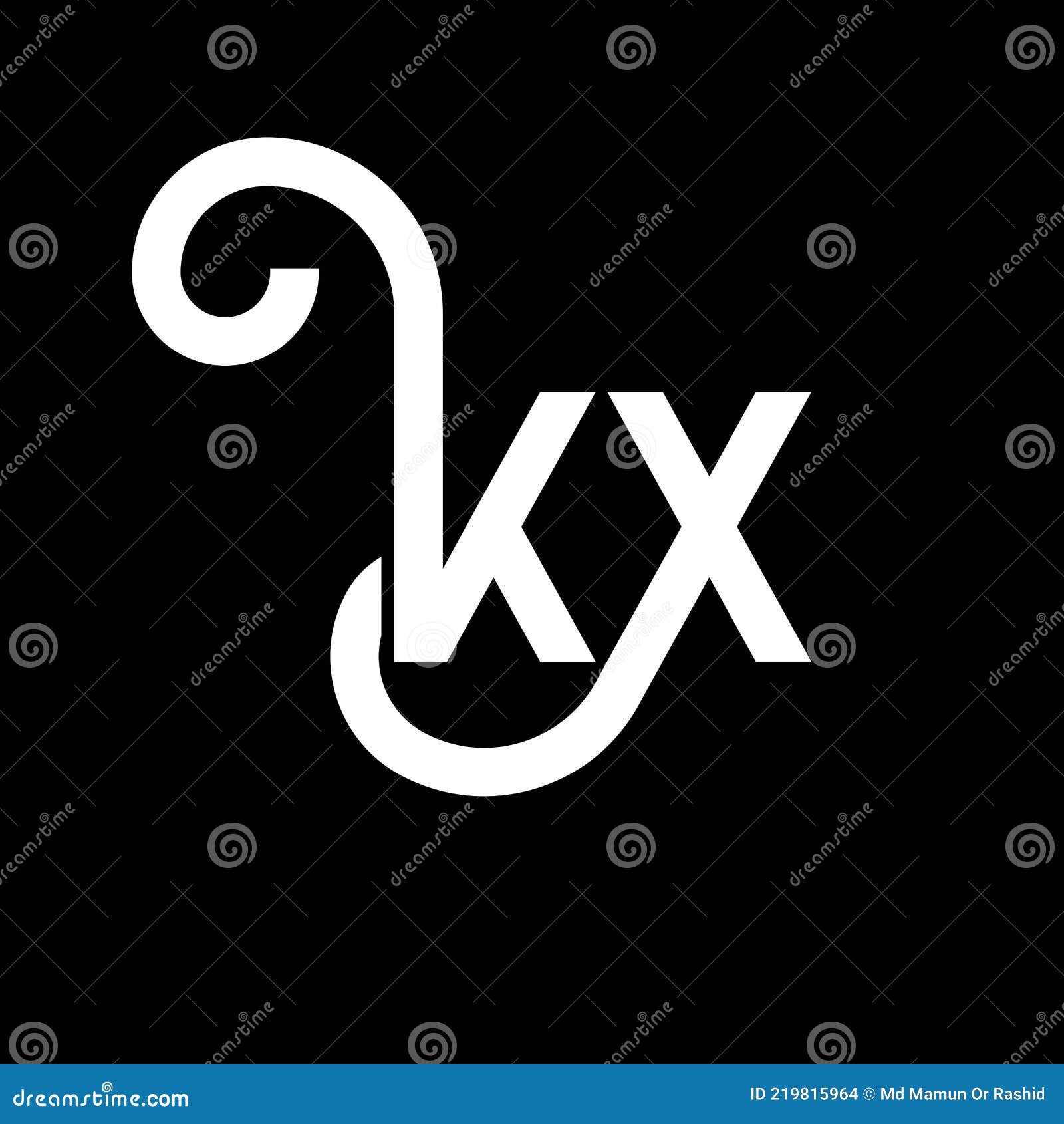 KX Letter Logo Design on Black Background. KX Creative Initials Letter ...
