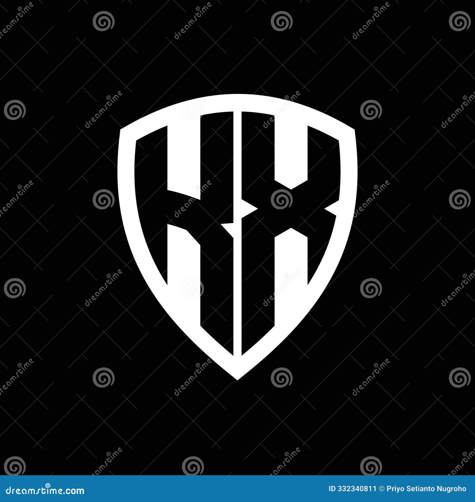 KX Monogram Logo with Bold Letters Shield Shape with Black and White ...
