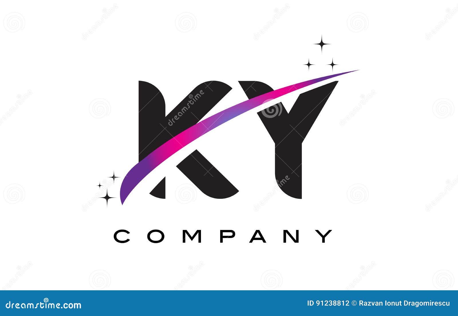 Ky K Y Black Letter Logo Design With Purple Magenta Swoosh Stock Vector Illustration Of Simple