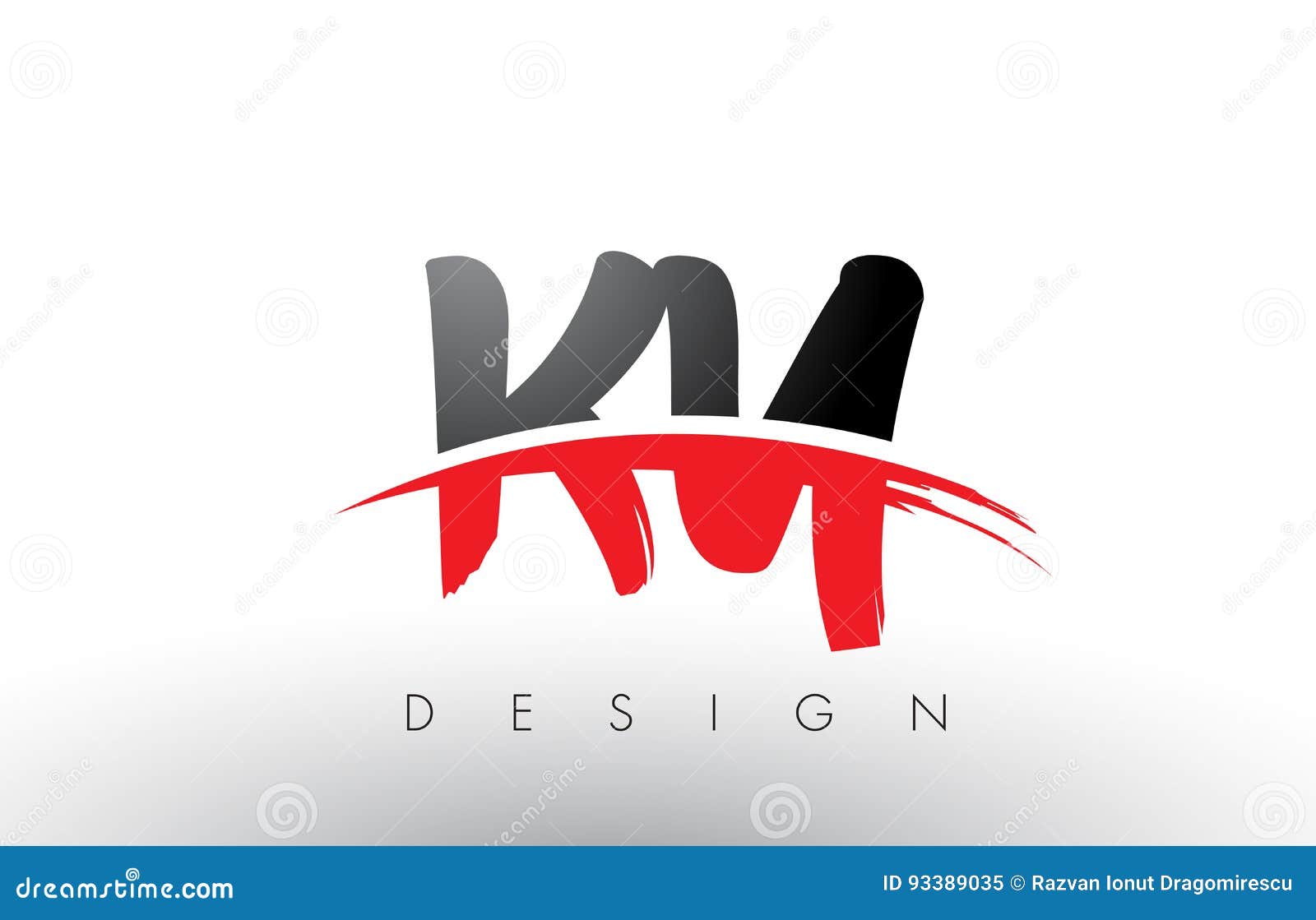 Ky K Y Brush Logo Letters With Red And Black Swoosh Brush Front Stock Vector Illustration Of
