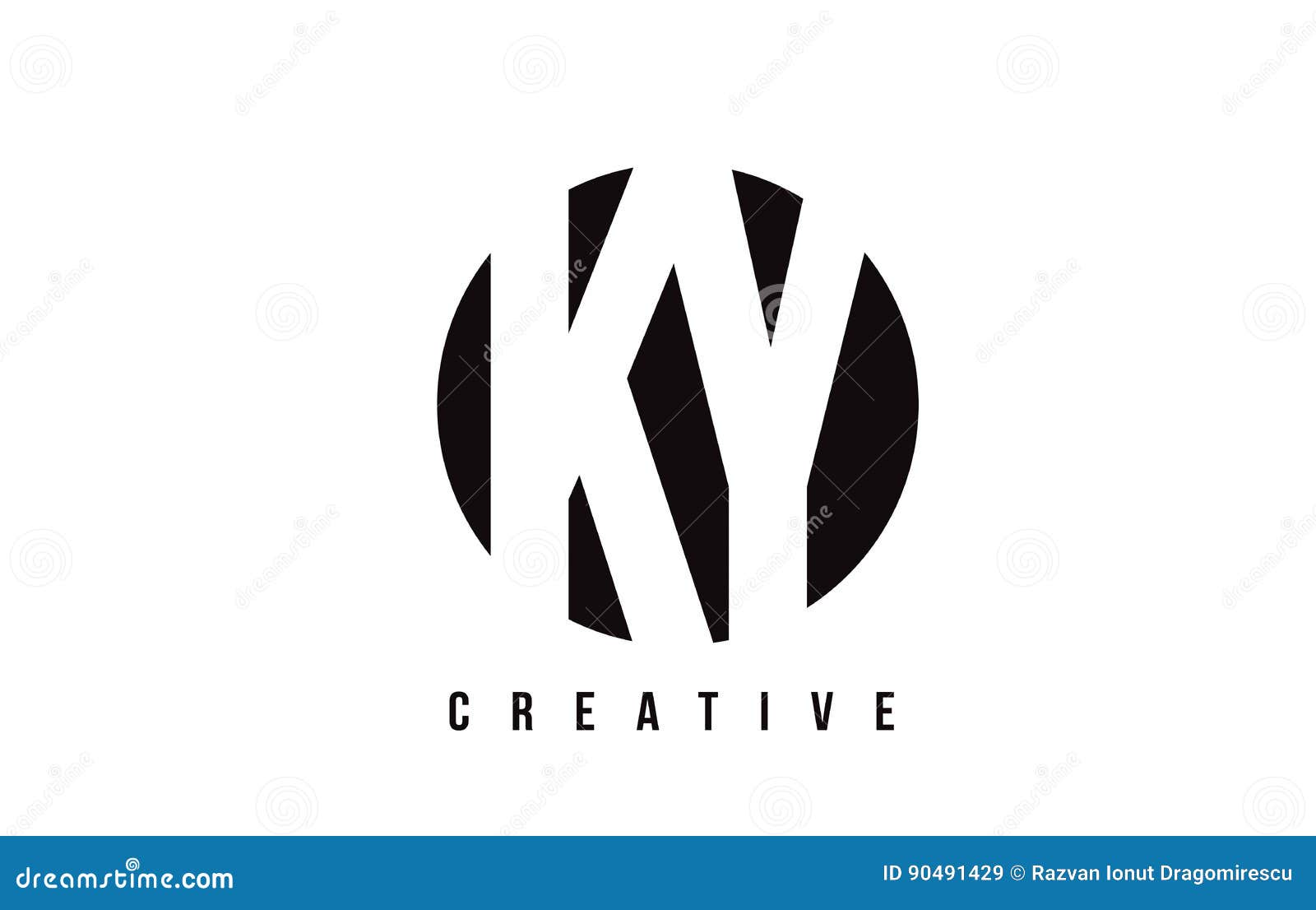 Ky K Y White Letter Logo Design With Circle Background Stock Vector Illustration Of Font