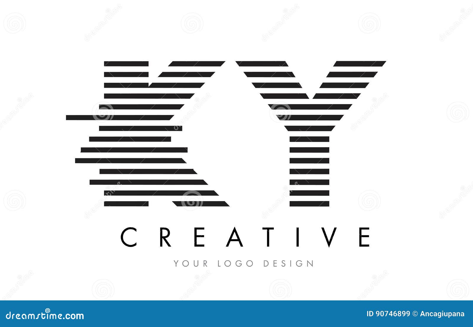Ky K Y Zebra Letter Logo Design With Black And White Stripes Stock Vector Illustration Of