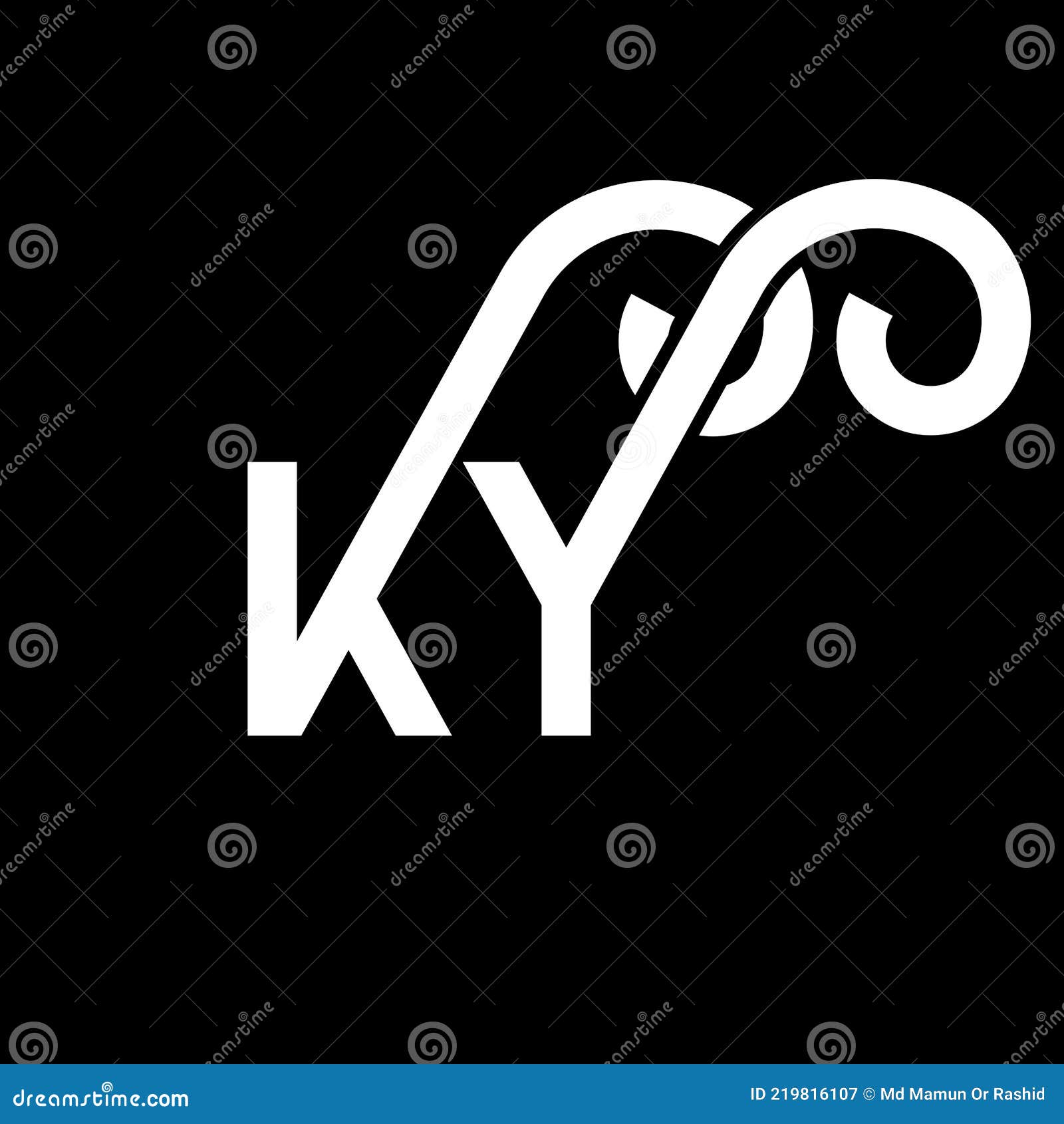 KY Letter Logo Design on Black Background. KY Creative Initials Letter ...