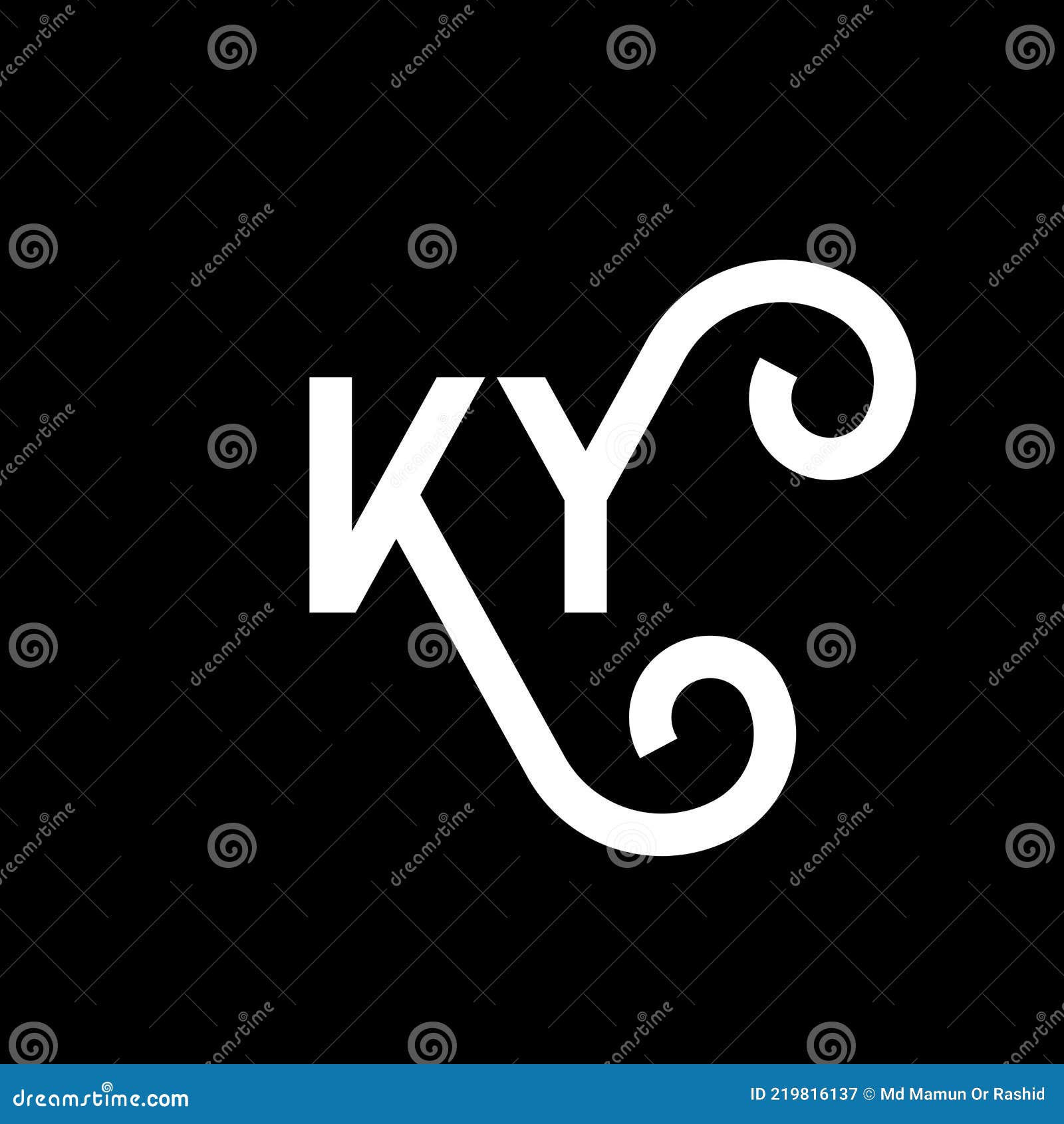 KY Letter Logo Design on Black Background. KY Creative Initials Letter ...