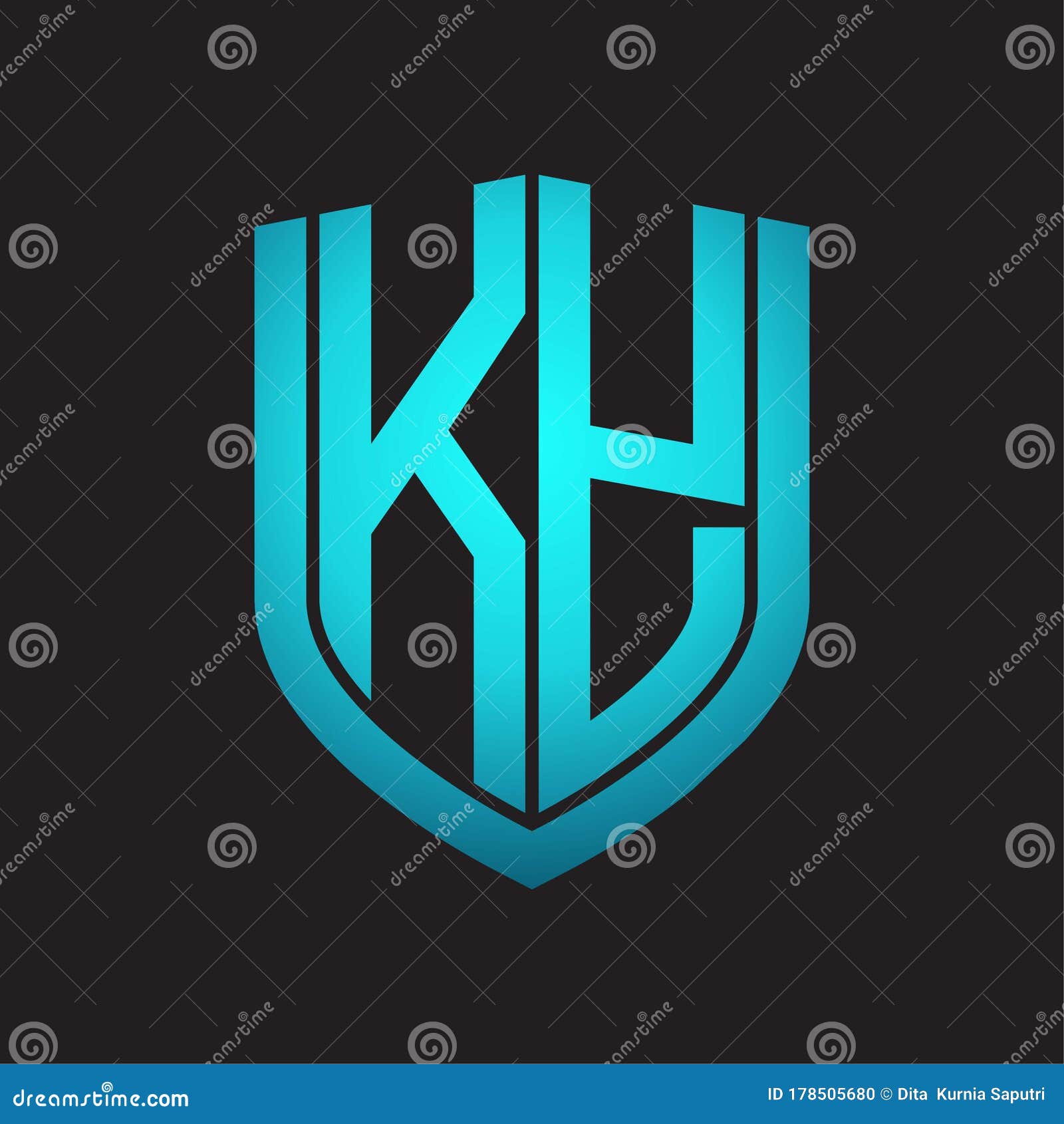 KY Logo Monogram with Emblem Shield Design Isolated with Blue Colors on ...