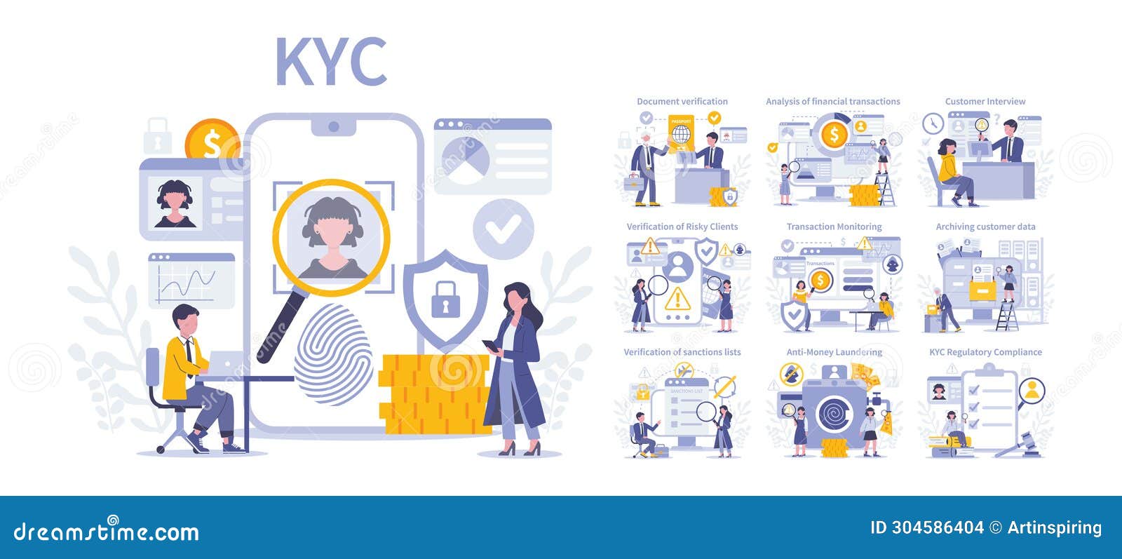 KYC Concept. Flat Vector Illustration. Stock Illustration ...
