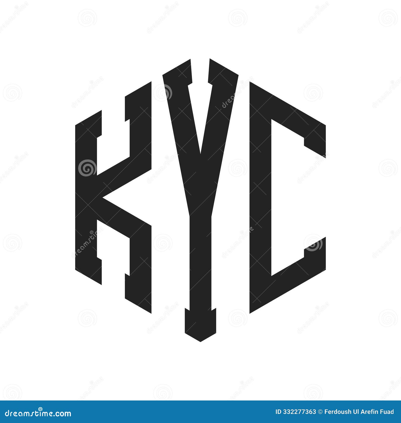 KYC Logo Design. Initial Letter KYC Monogram Logo Using Hexagon Shape ...