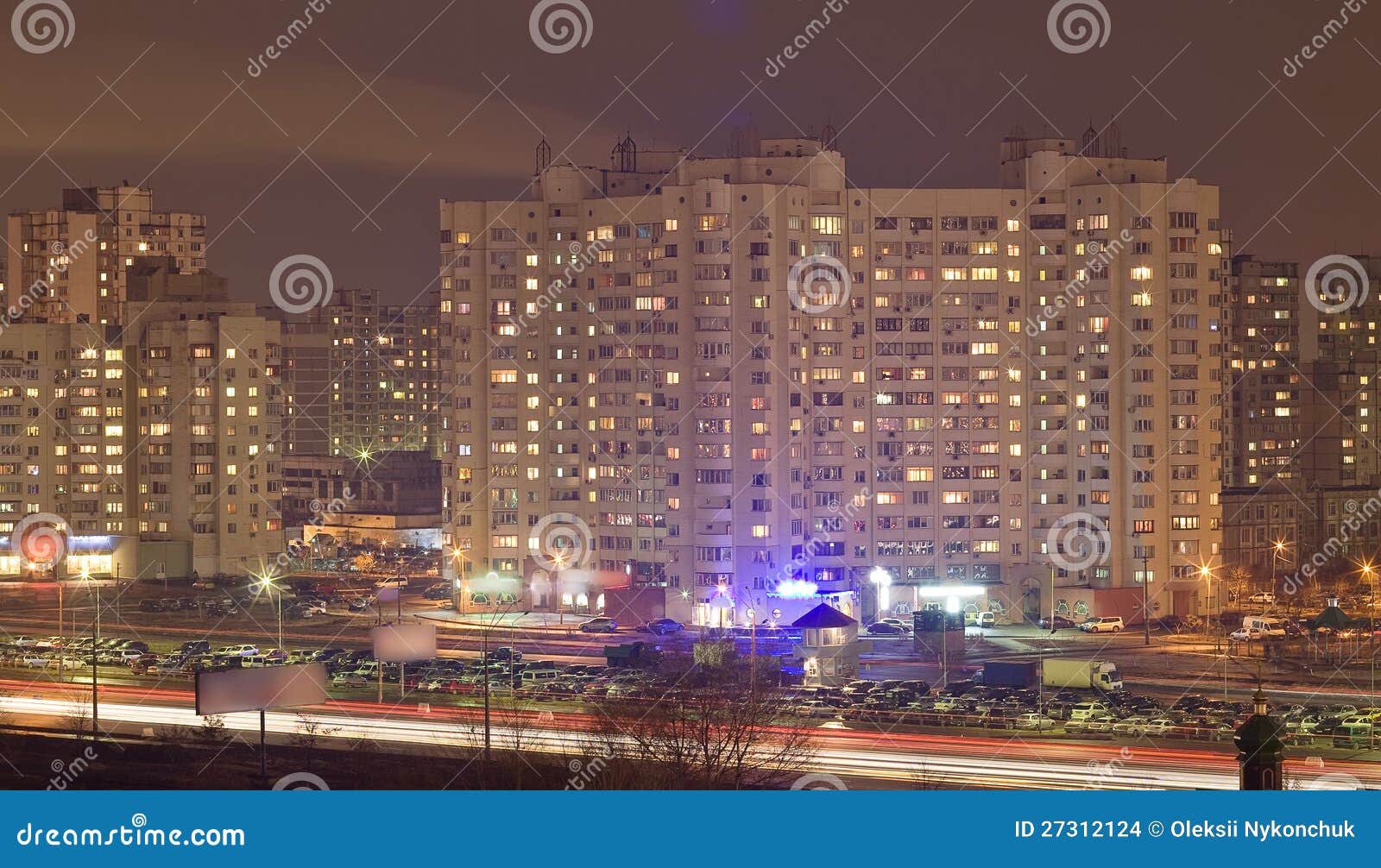 Kyiv night panorama stock photo. Image of dawn, horizontal - 27312124